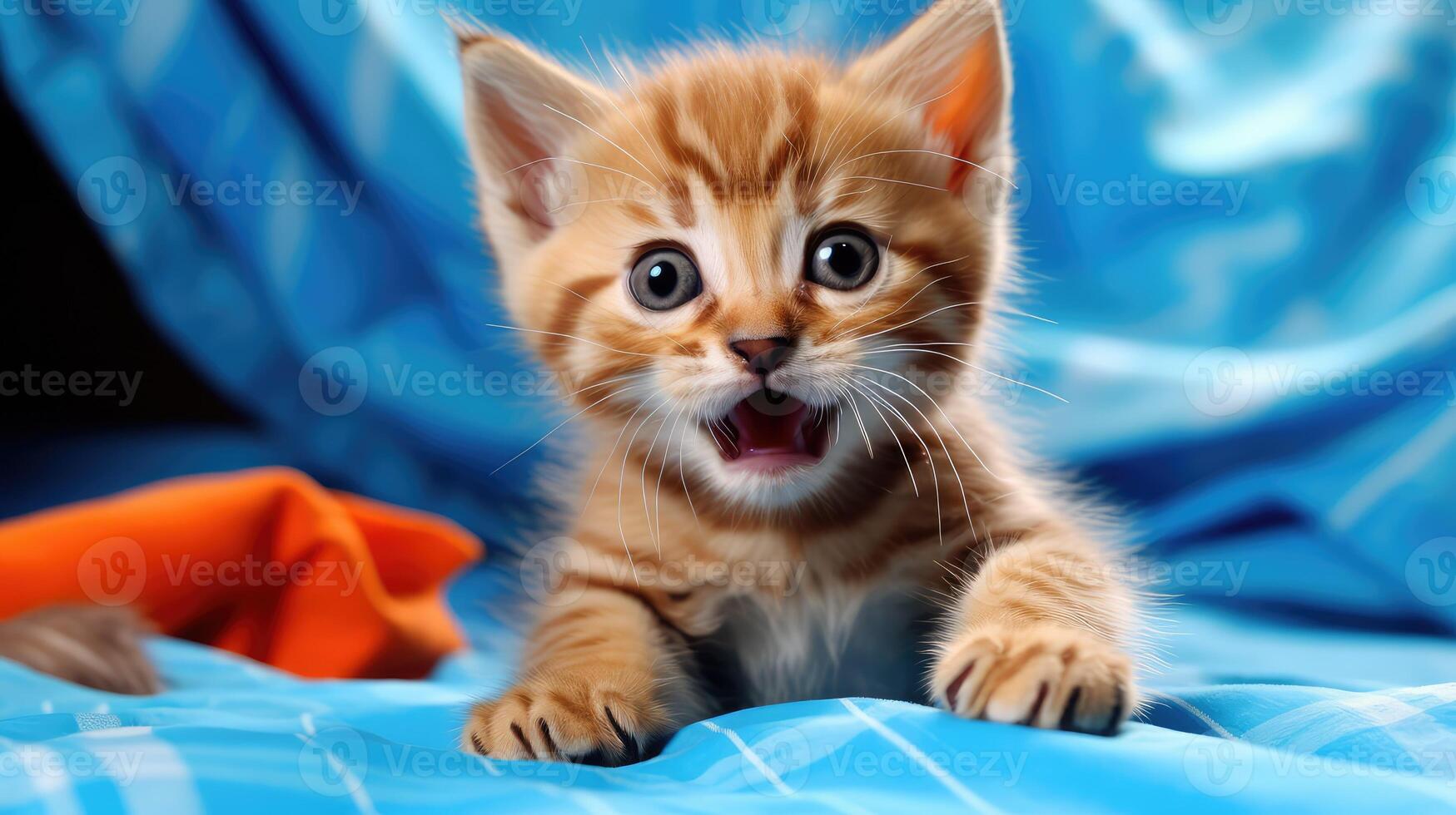 kitten cat blue background 66594512 Stock Photo at Vecteezy