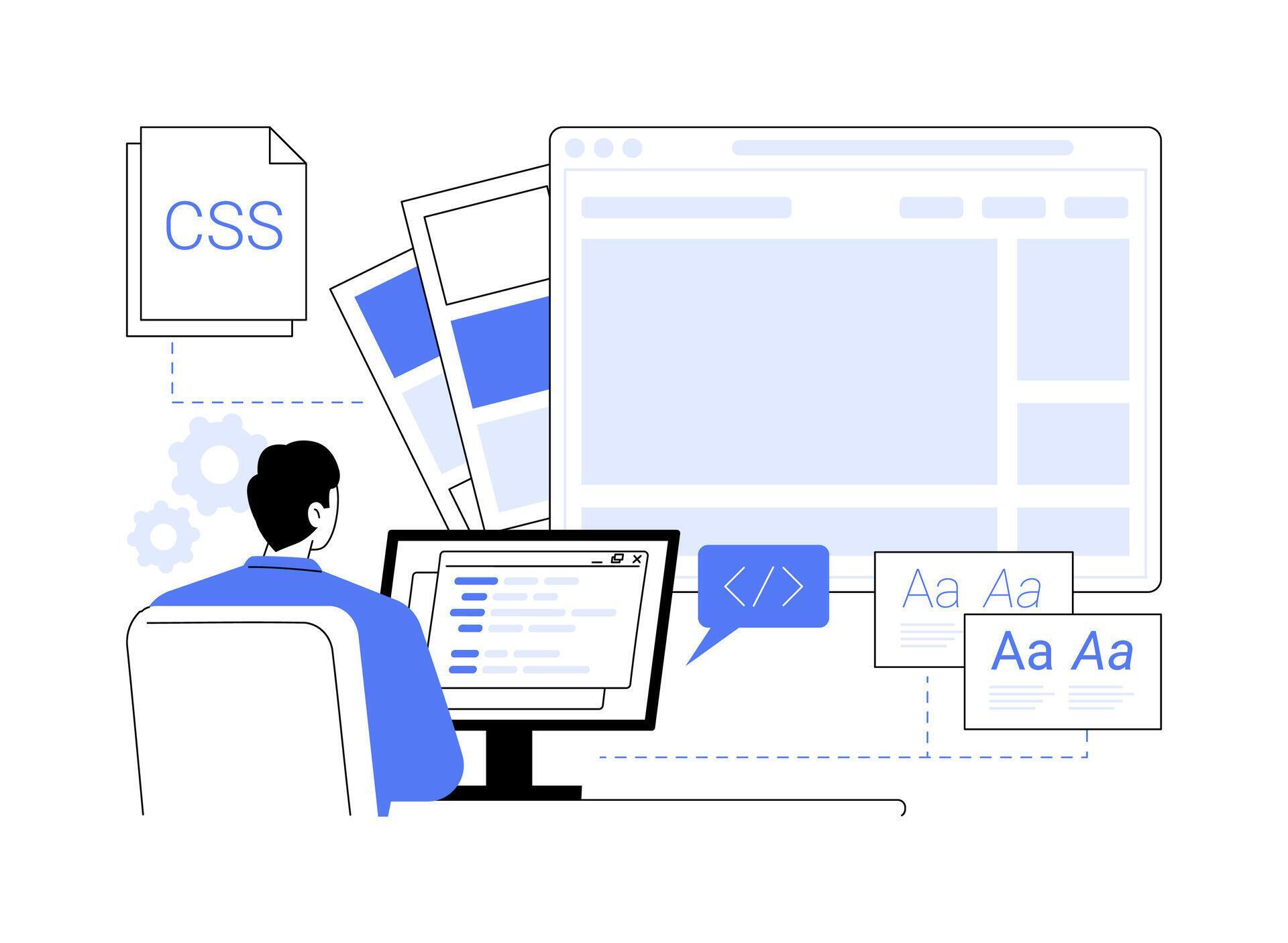 CSS code isolated cartoon illustrations. 66596615 Vector Art at Vecteezy