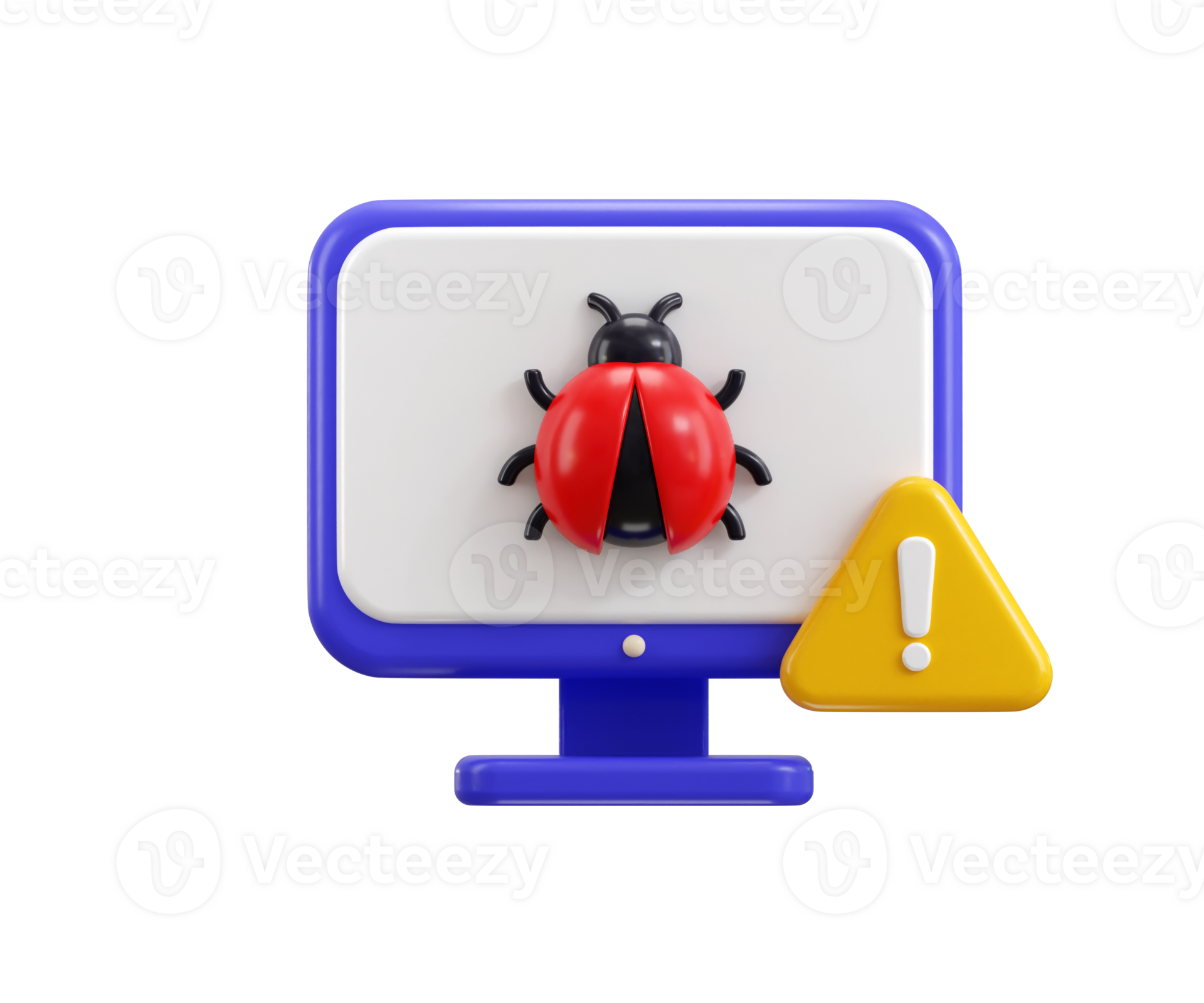 Computer Bug With Warning Symbol Icon 3d Render Concept Of Computer Antivirus Malware Computer