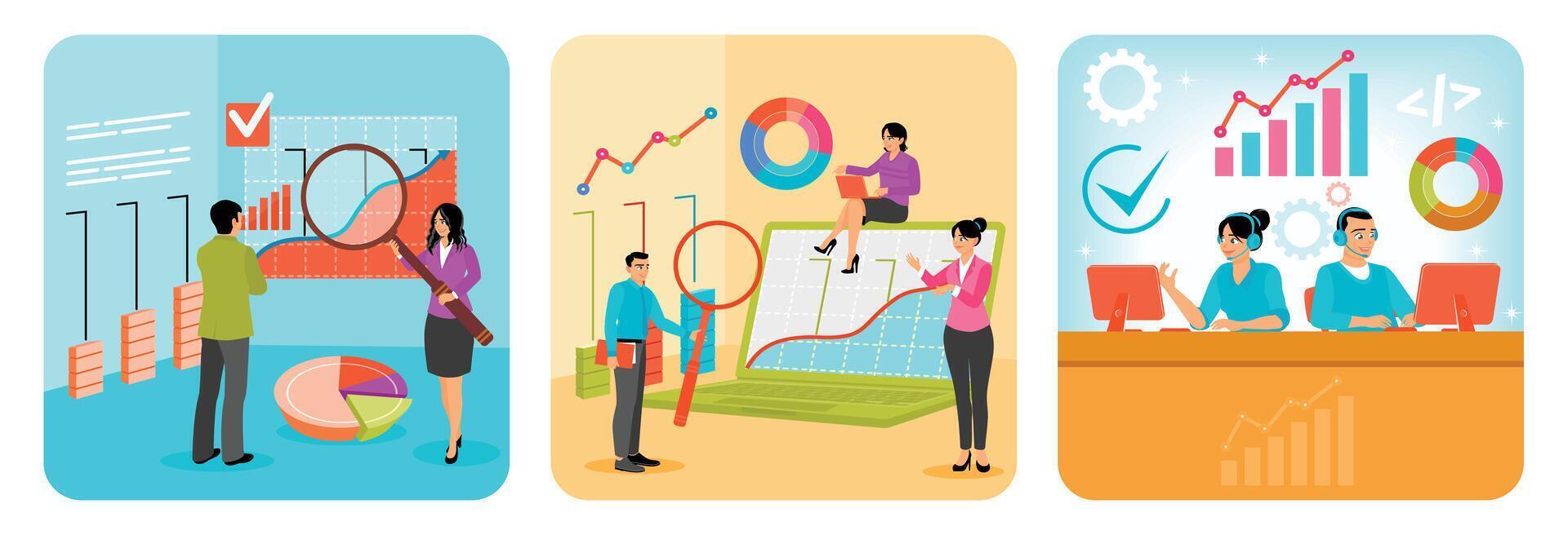 Analyzing Charts And Graphs Analyzing Data On Big Laptop Programmers Working On A Project