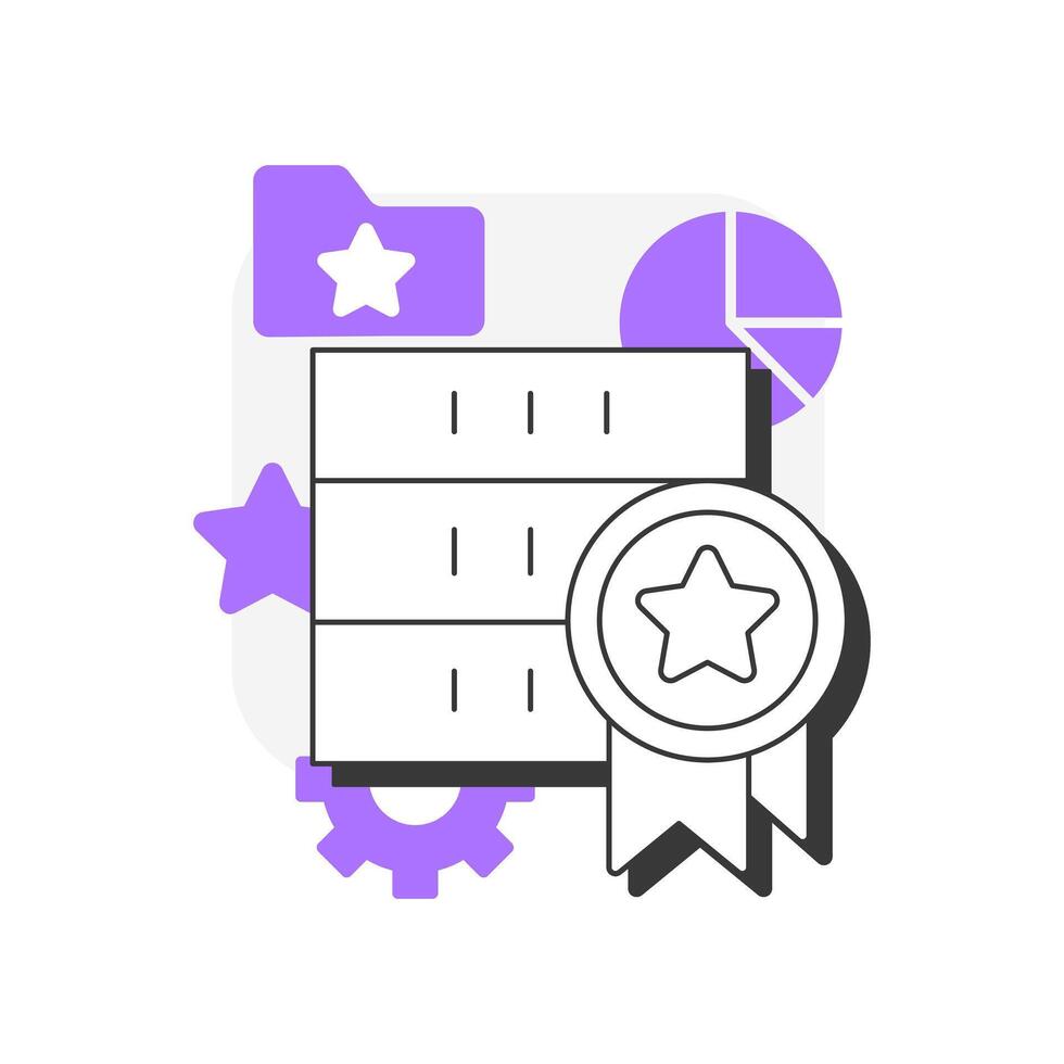 Data quality flat outline concept icon. Relevant and accurate ...