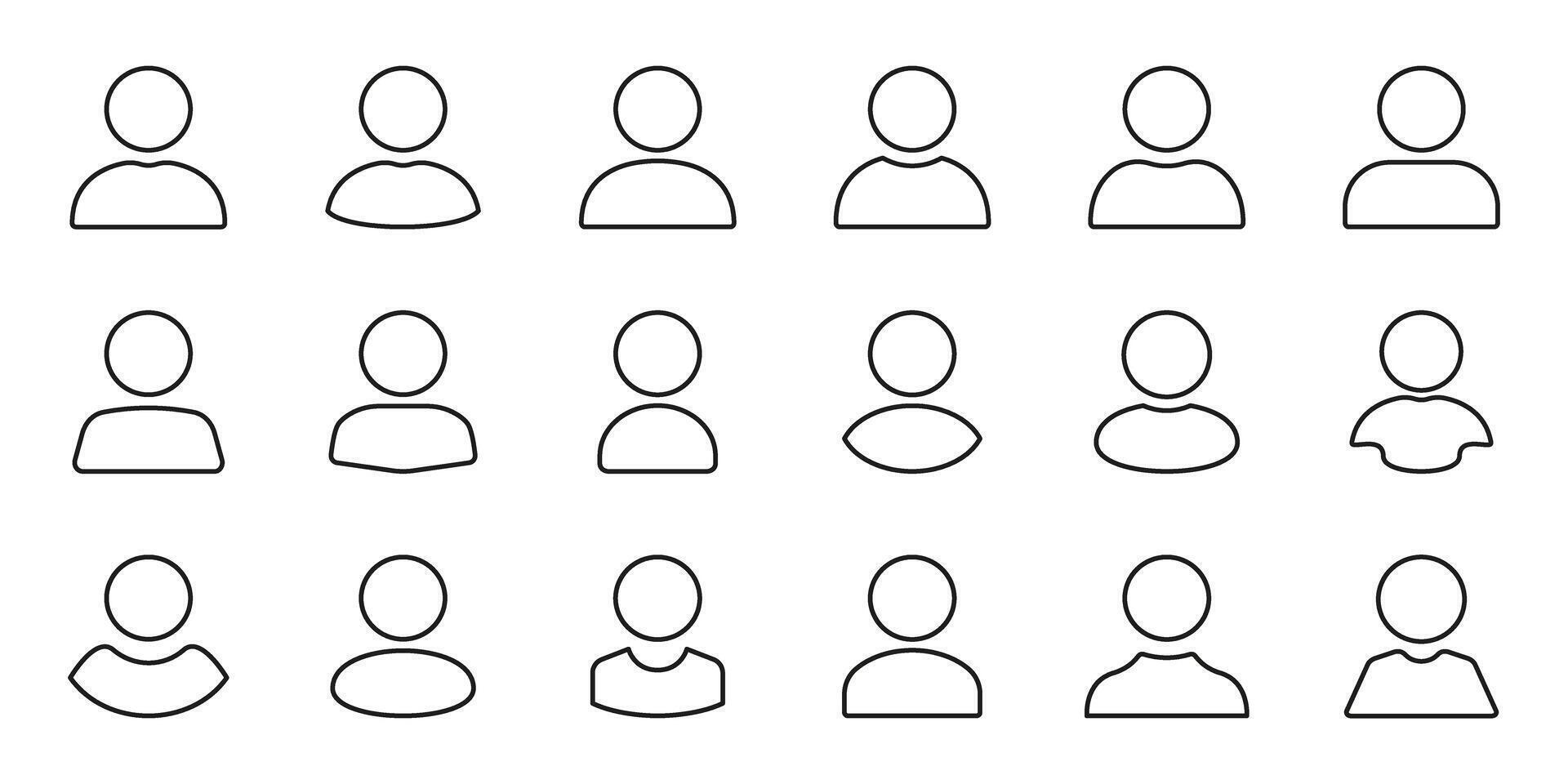 User Profile Avatar Line Icon Set. Diverse User Interface Symbol ...