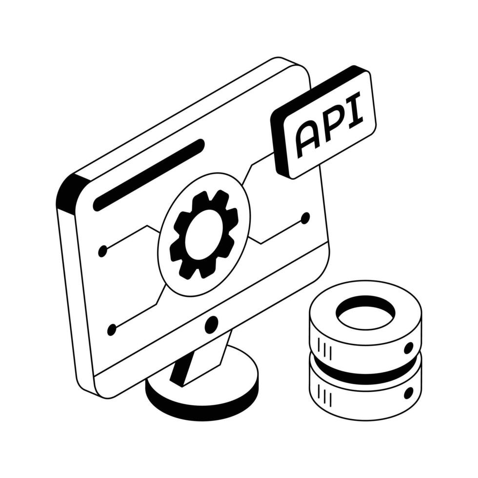 A stylish isometric icon visualizing smart api interface. 66614900 Vector Art at Vecteezy