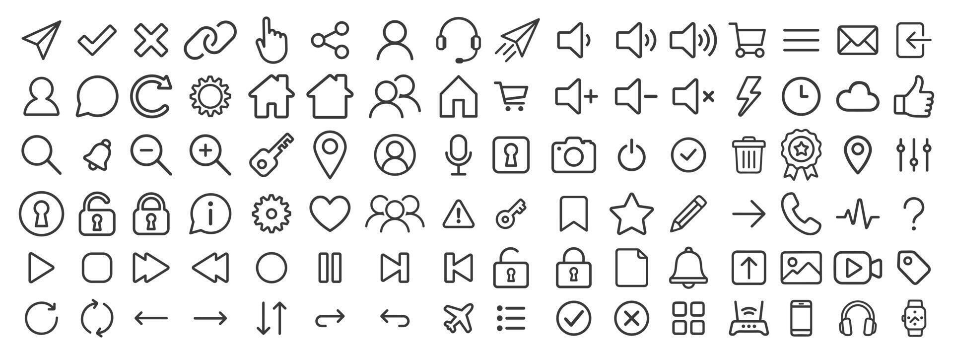 Basic user interface line icon set. web icon, website, mobile app ui ux icons collection ...