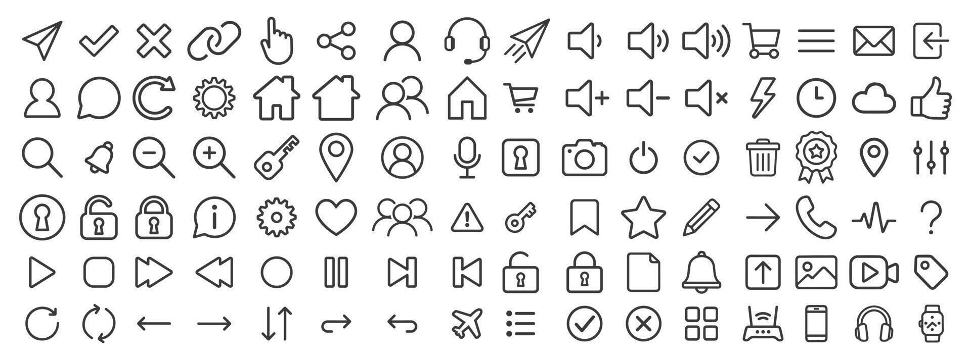 Basic user interface line icon set. web icon, website, mobile app ui ux icons collection ...