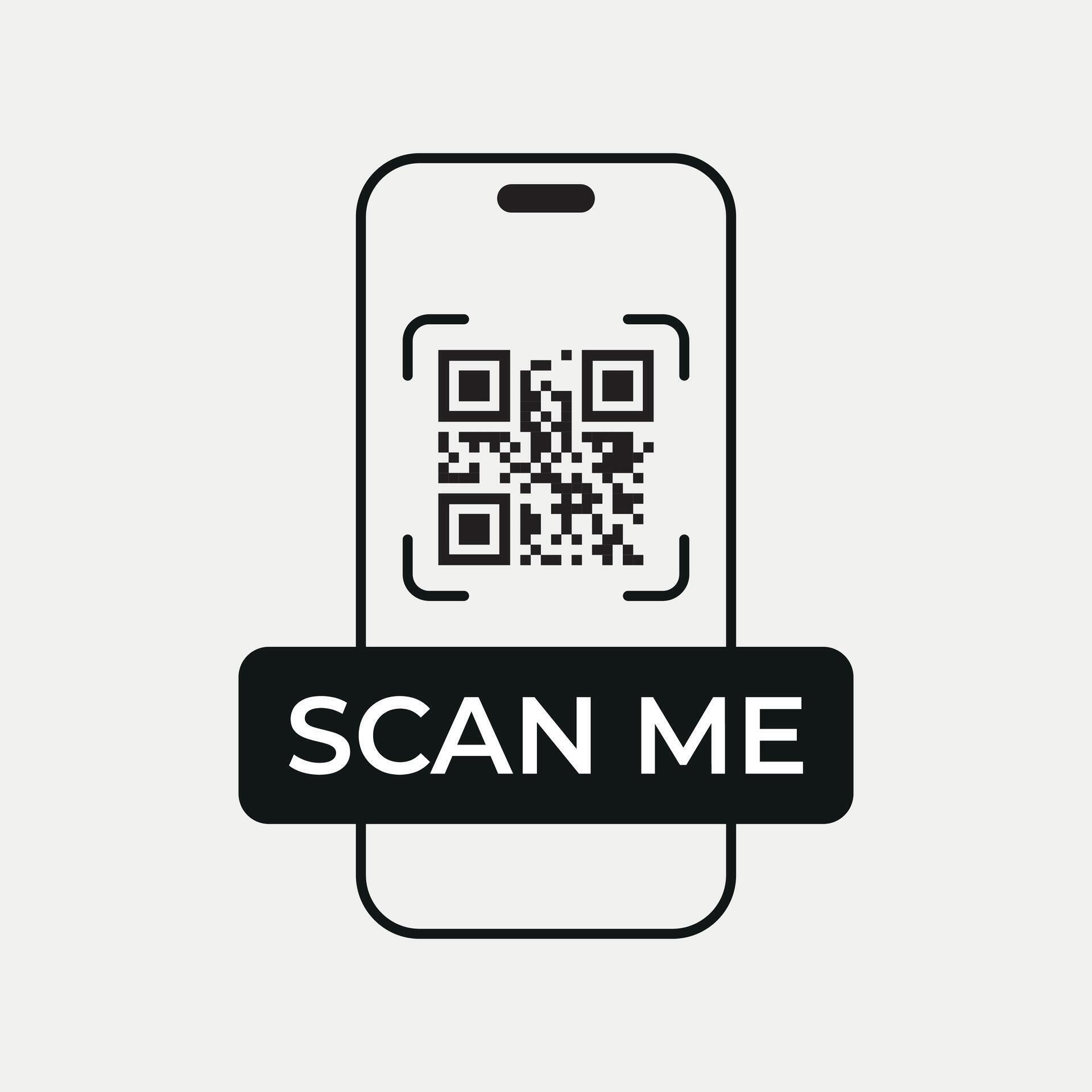 QR Code Scan Label, Scan QR Code icon, Template of frames with text scan me and QR code for ...