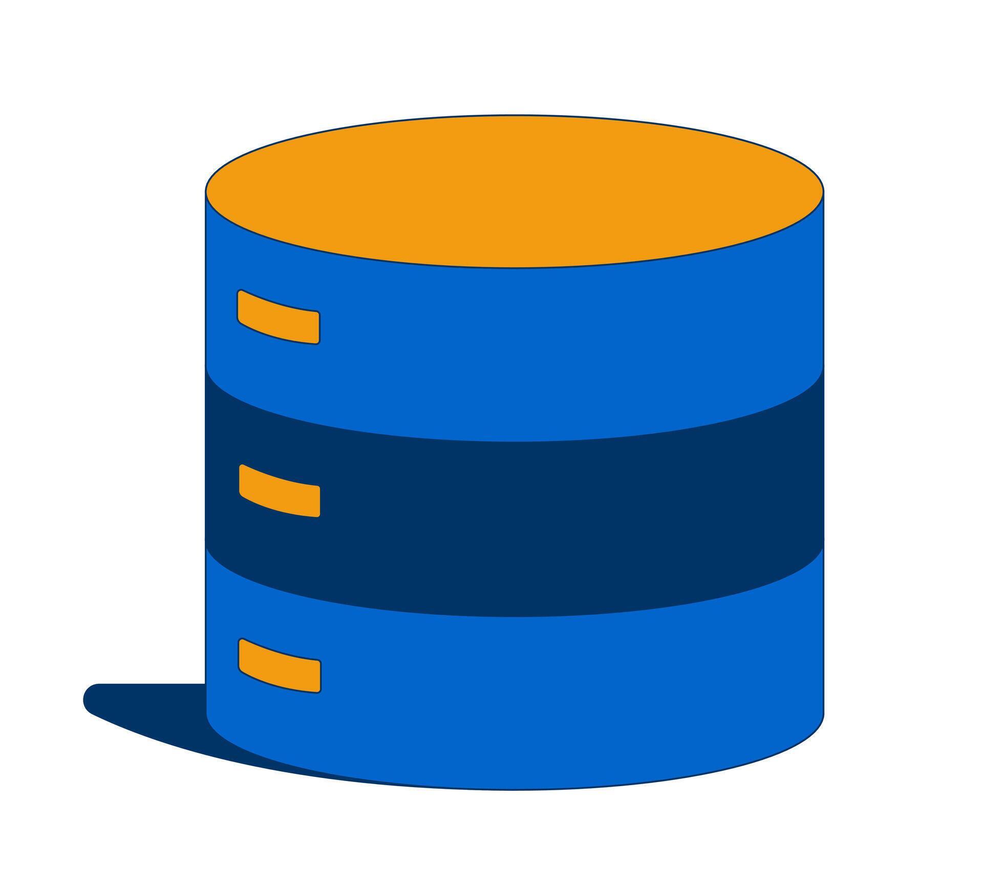 Database Data Storage 2d Cartoon Object Tech Cylinder Backup Layered Server Architecture