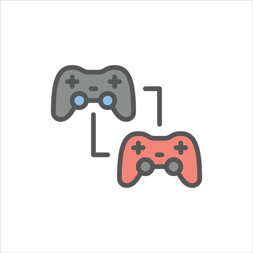 Multiplayer filled outline icon. gaming color line illustration ...