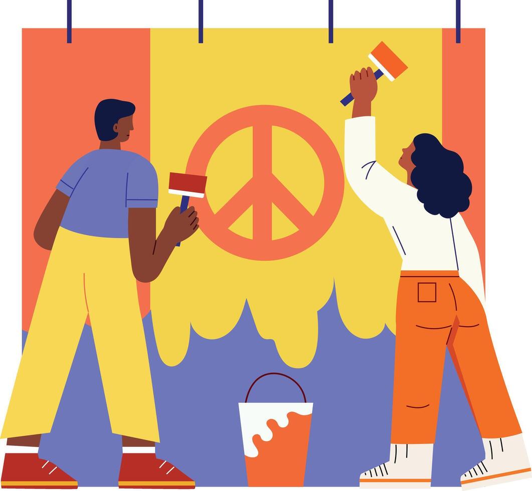 A flat illustration showing two characters making an unity art 66744834 ...