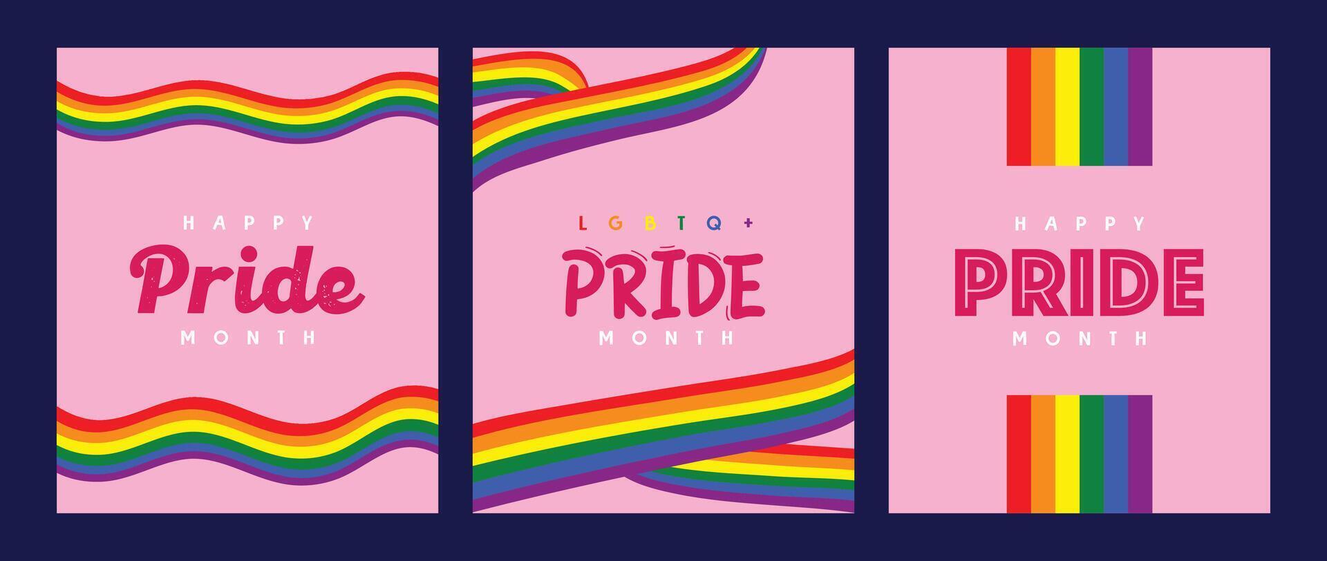 Happy Pride Month Rainbow LGBTQ Posters Set 66746608 Vector Art at Vecteezy
