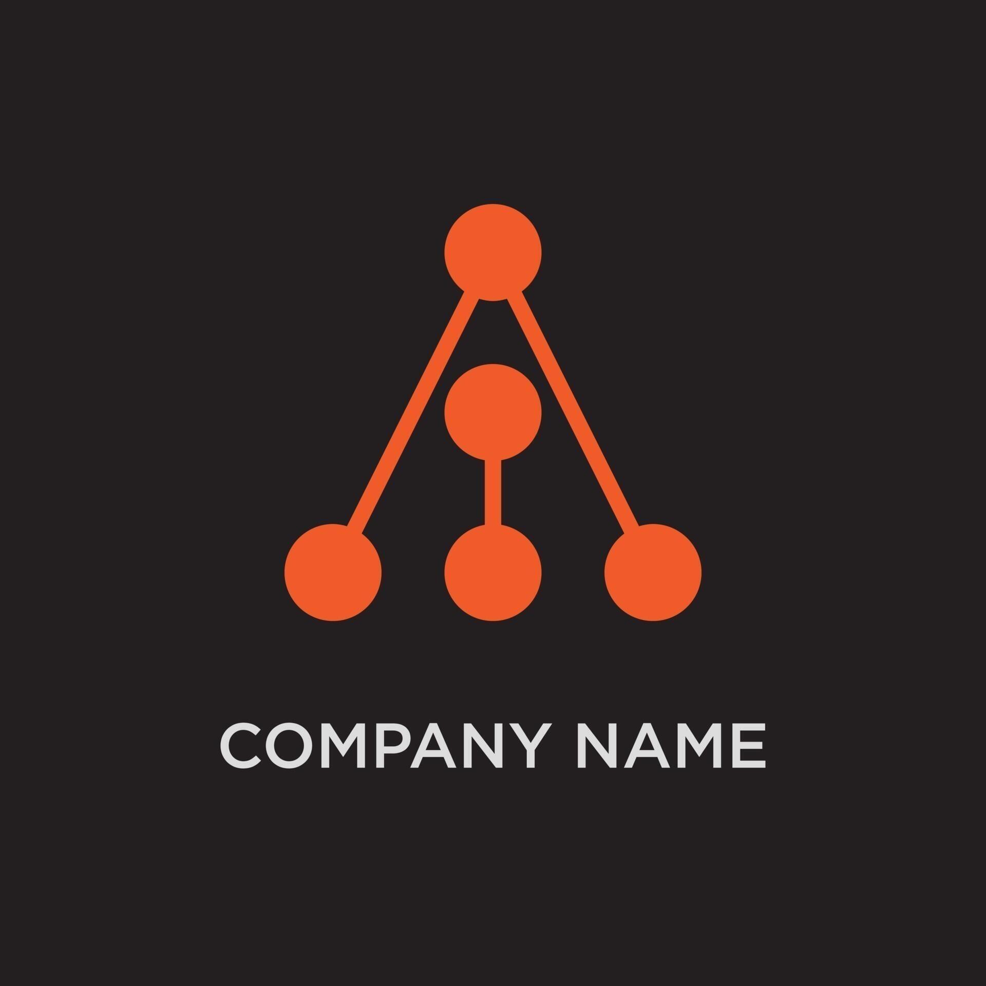 A modern abstract logo featuring a central orange node with three emanating connections to three ...