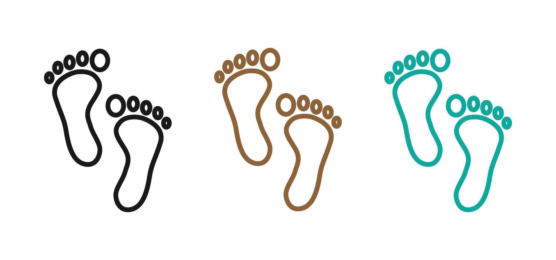 A simple graphic showing three pairs of footprints in black brown and ...