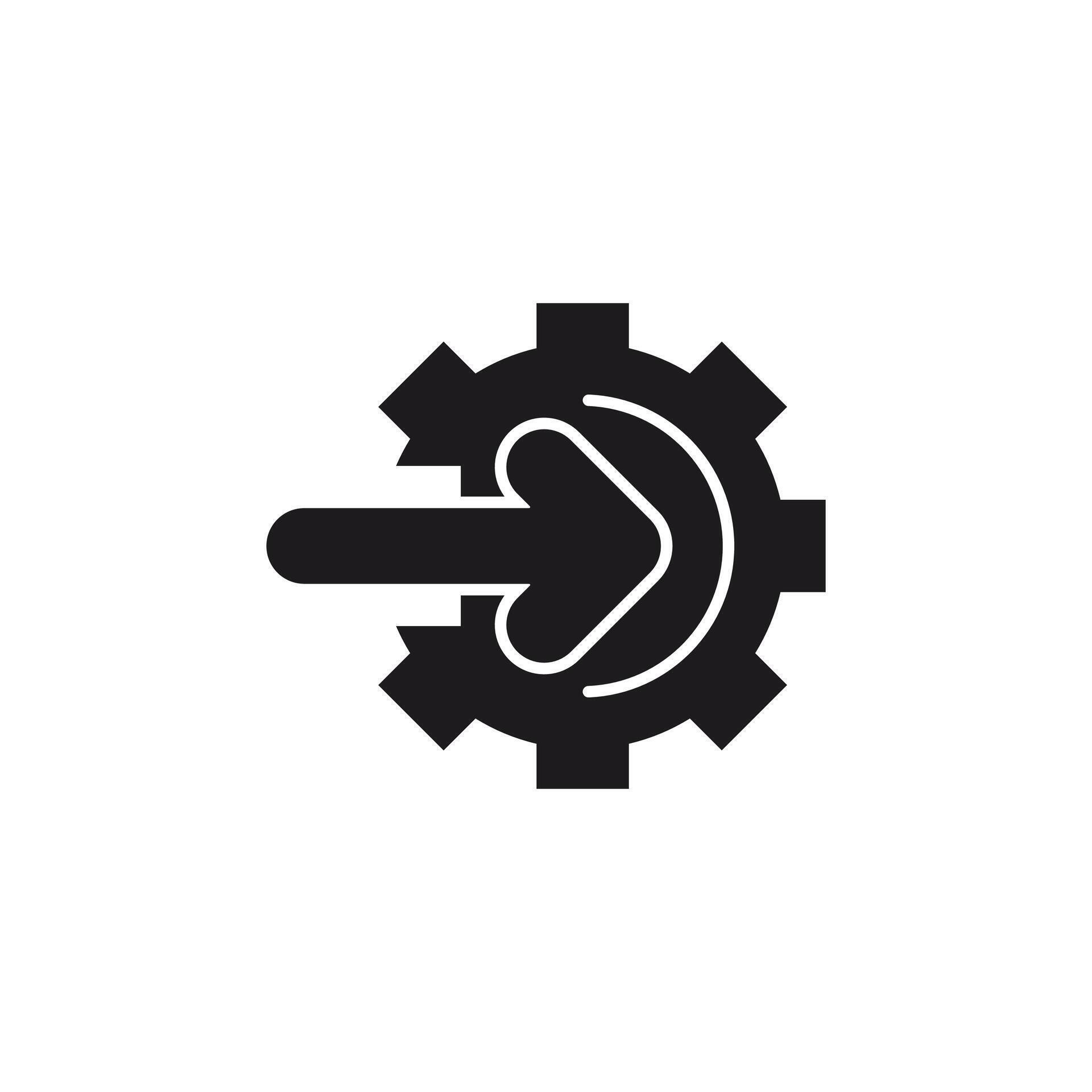 Integrated Arrow Data Input Processing with Gear Symbol. These icons ...