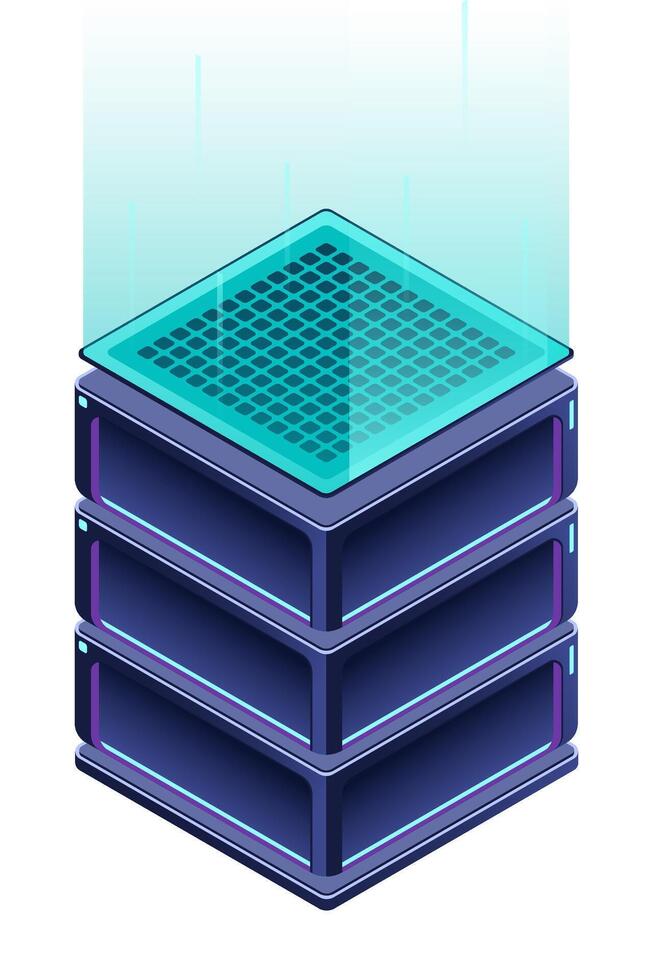 Isometric Futuristic Server Isometric Database Or Data Center Abstract Blockchain Computer