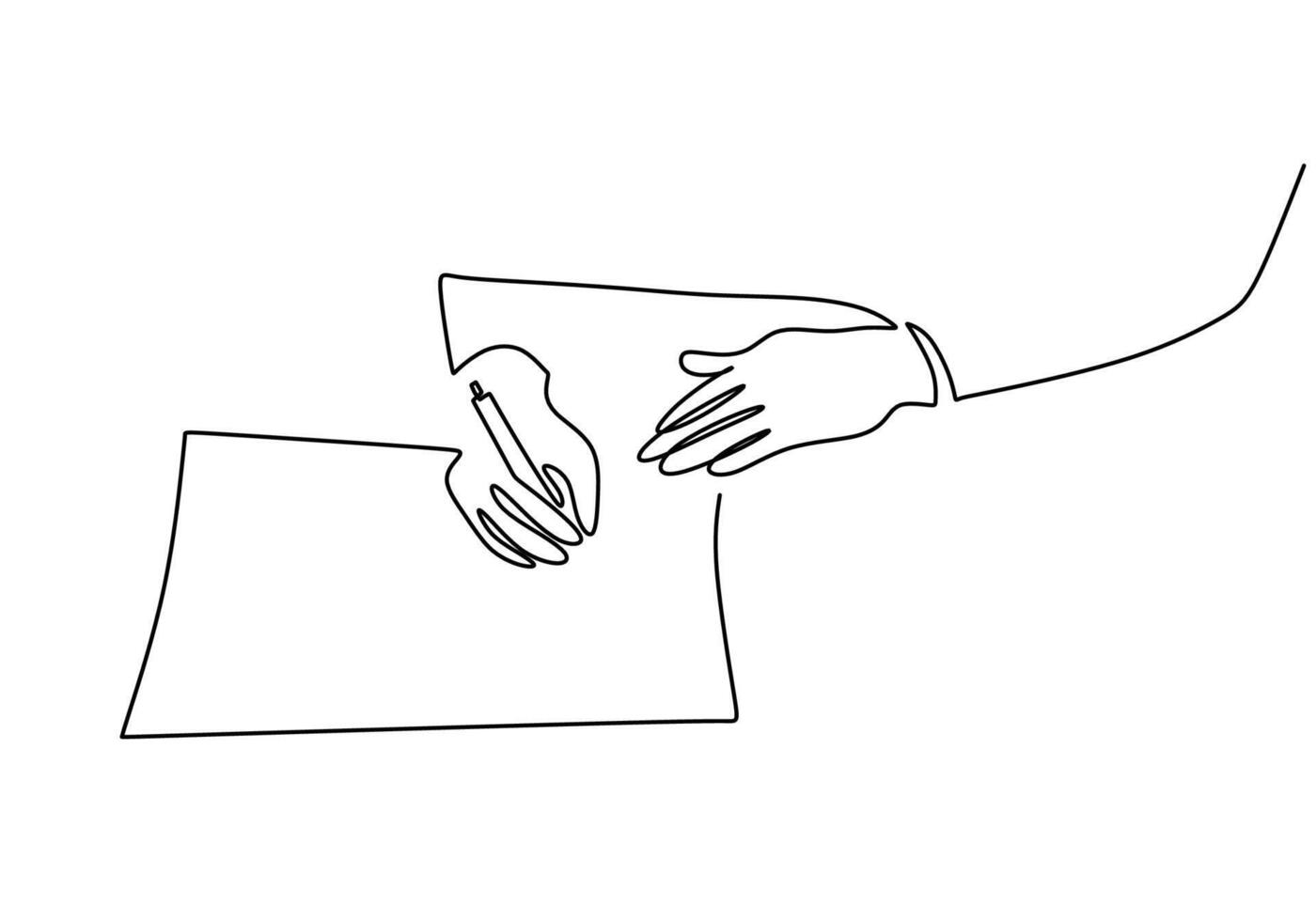 continuous line drawing of hands writing letter. 66940921 Vector Art at ...