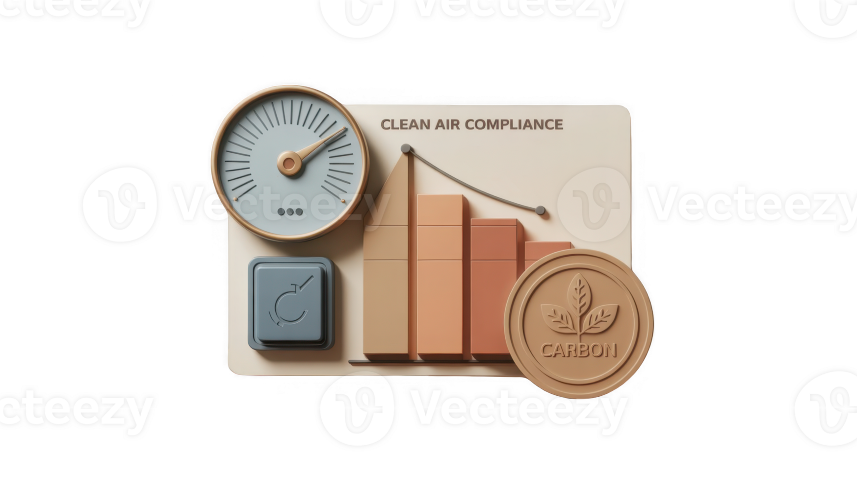 Clean air compliance showing carbon emission decrease with transparent ...