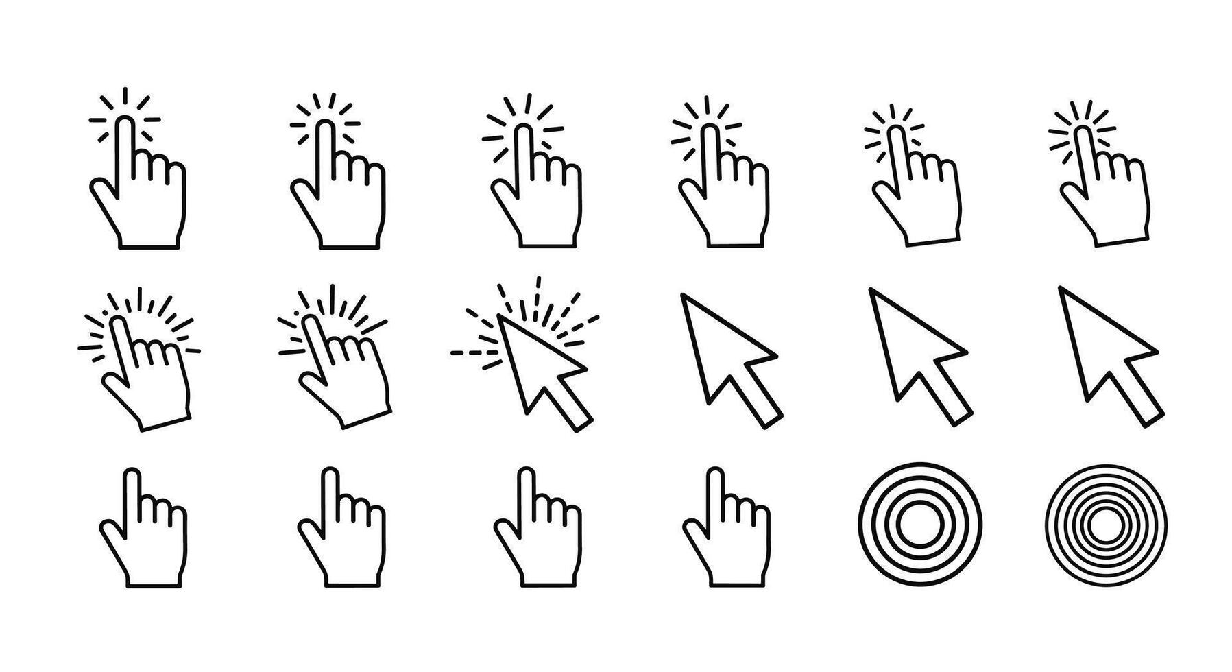 A Collection of Different Hand Pointer Cursors Clicking and Pointing in ...