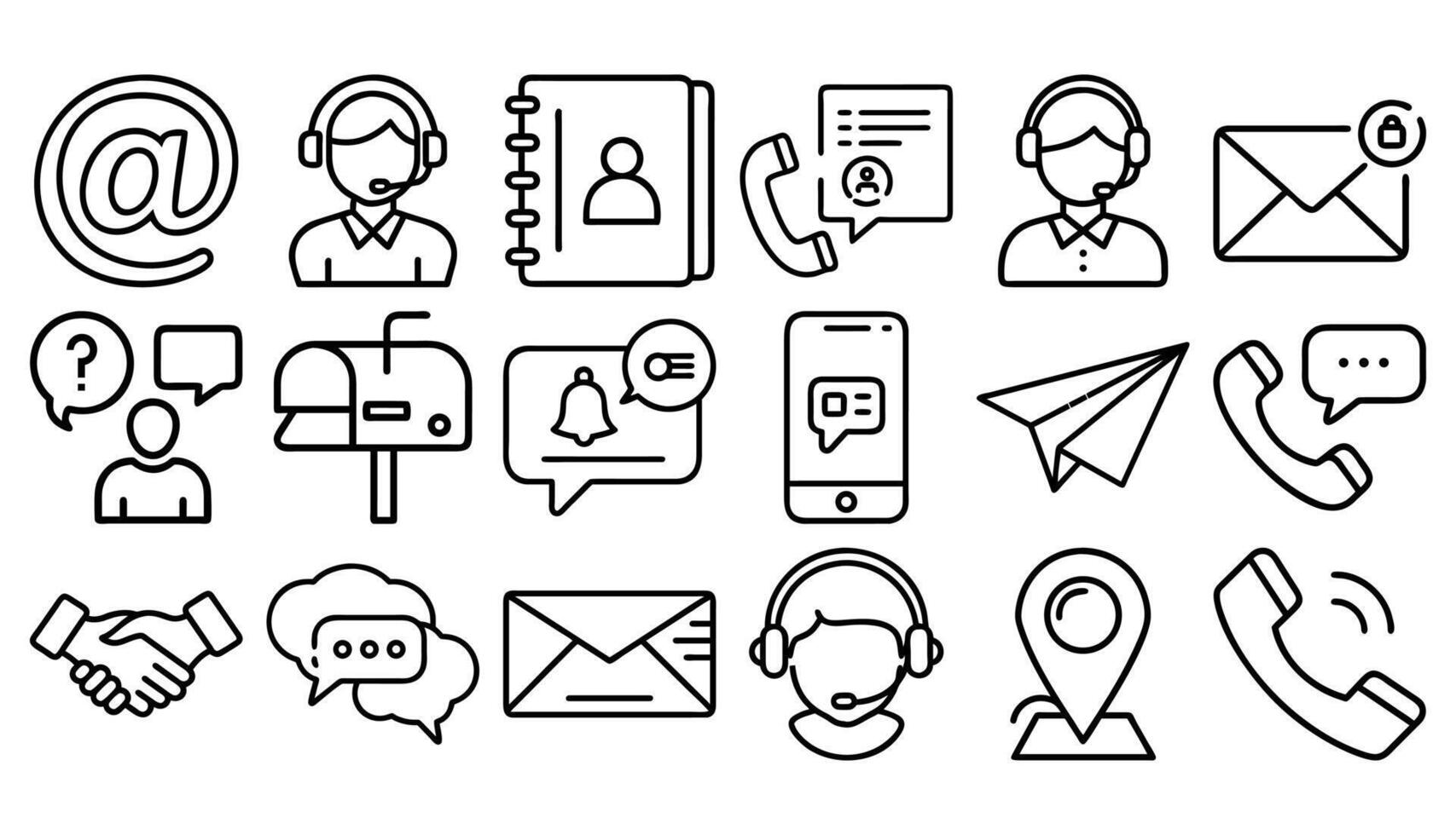 Contact Us Icons Black Line Art Set 67121630 Vector Art at Vecteezy