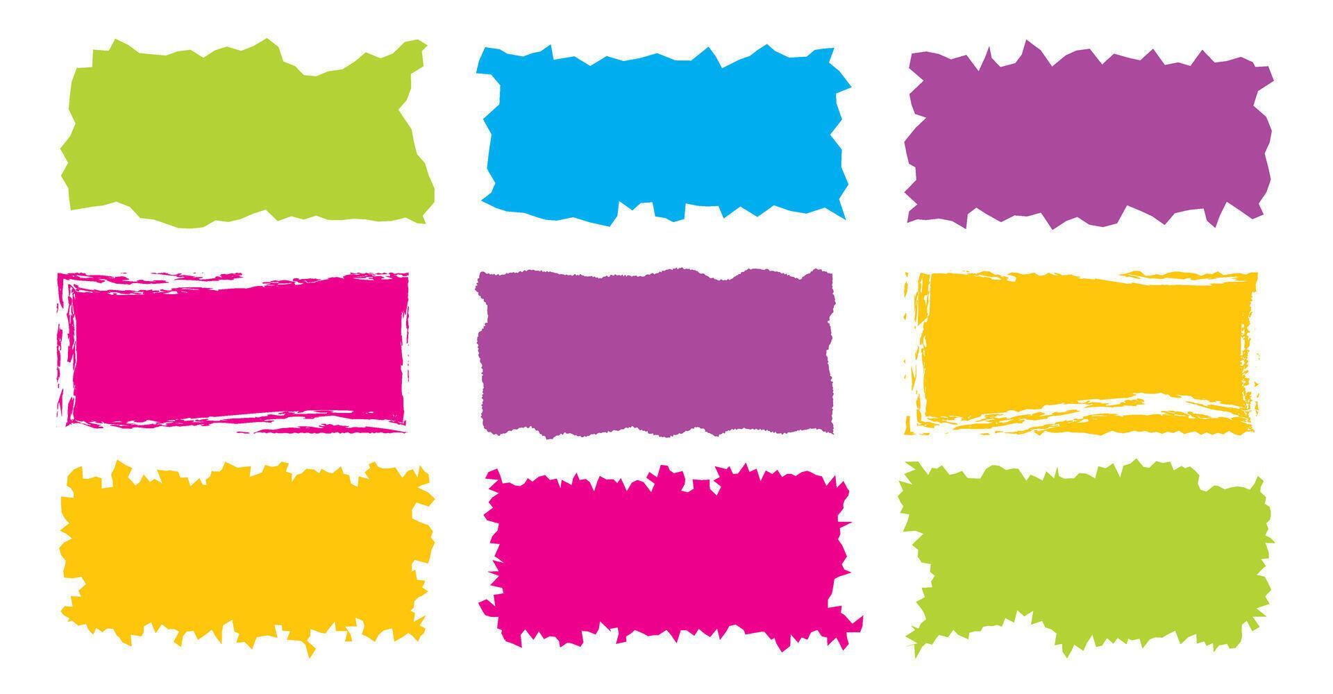 Jagged rectangle. Bright color simple shapes. Rectangle paper template jagged, rough 67123606 ...