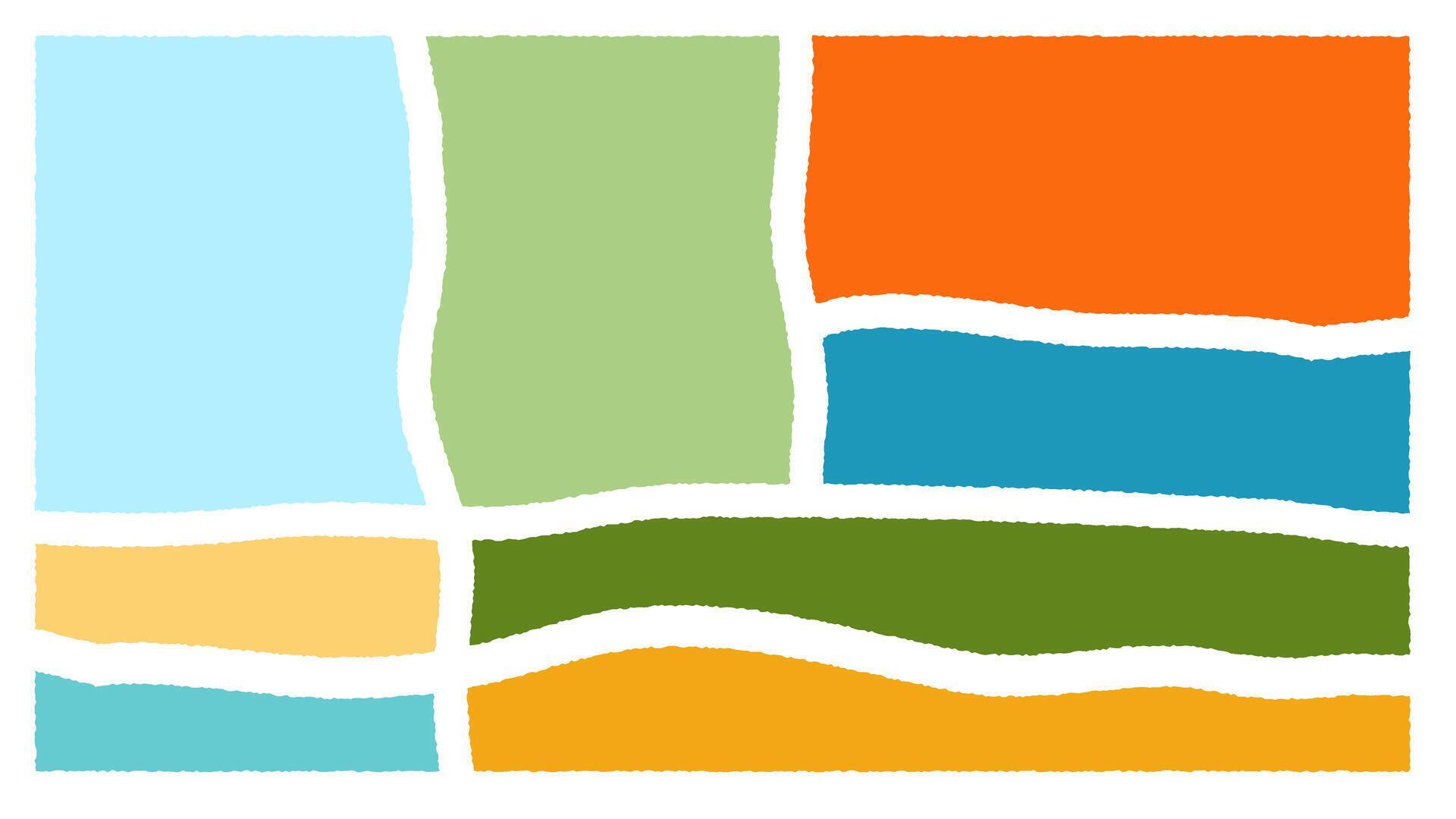 Jagged rectangle. Bright color simple shapes. Rectangle paper template jagged and rough ...
