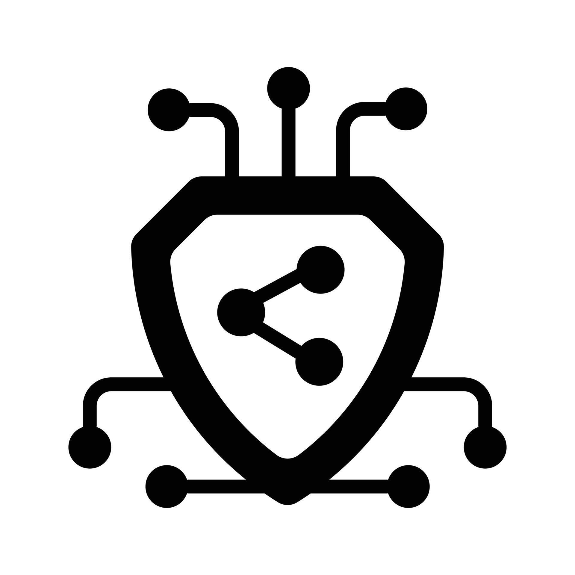 Check this modern glyph icon of cybersecurity shield with nodes ...