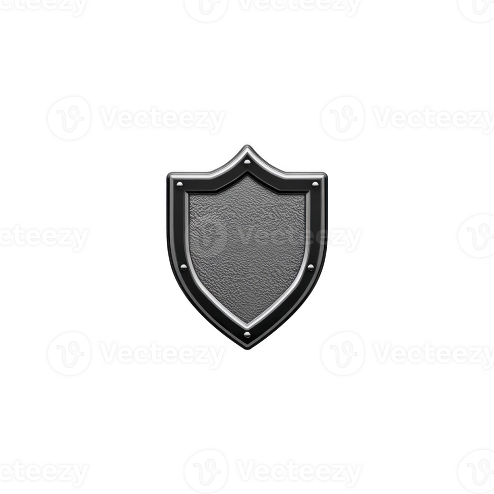 Metallic shield icon with sleek, modern design, featuring textured surface and smooth border ...