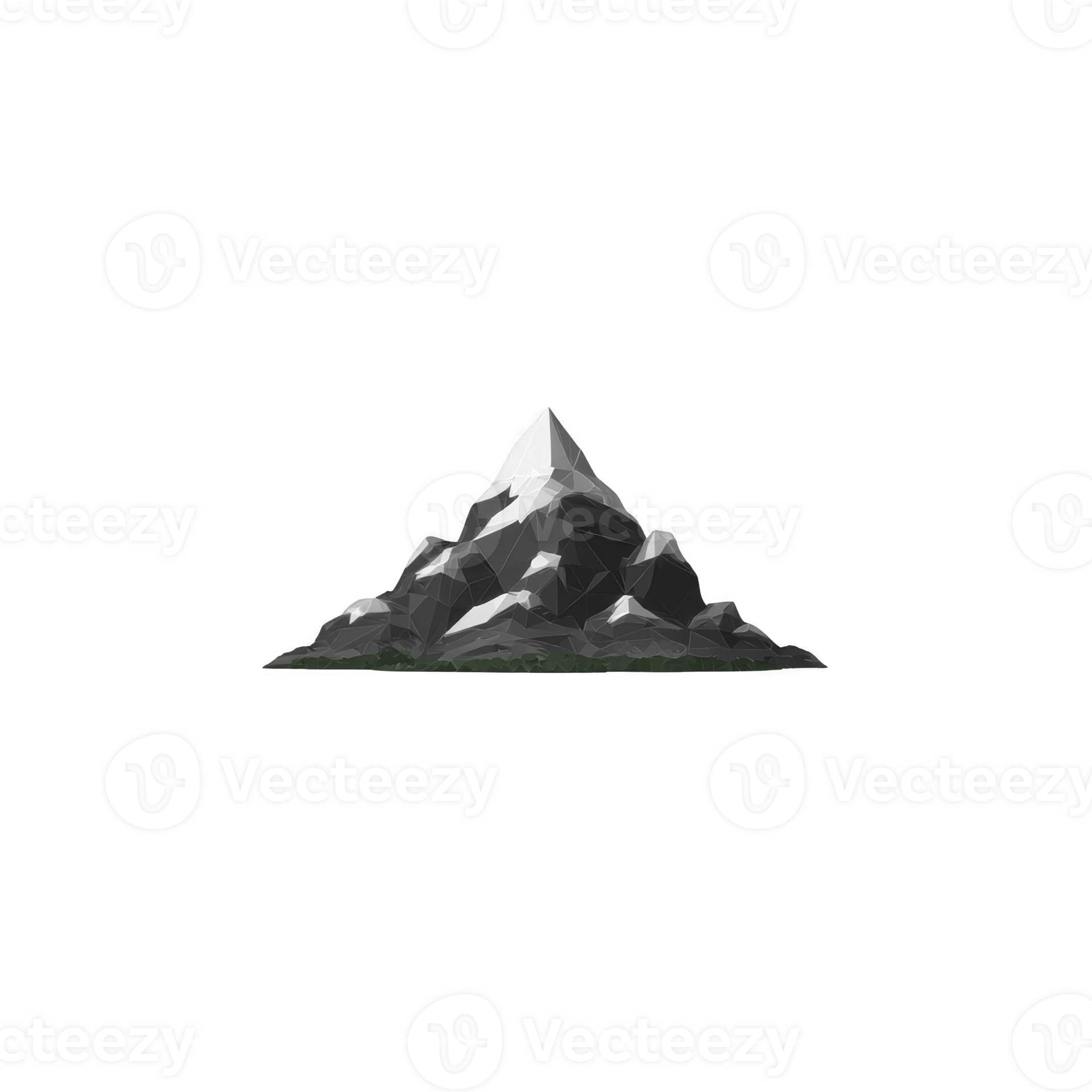 Stylized, low poly mountain illustration with sharp, angular peaks and minimalist design, set ...