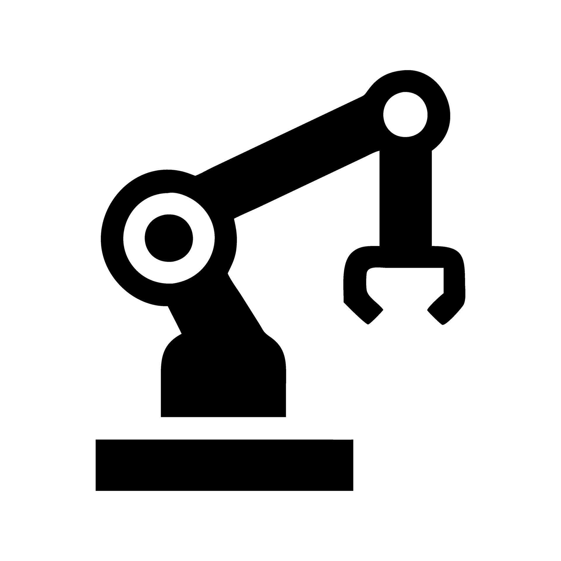 Robot arm technology icon. Robotic arm performing advanced automation ...