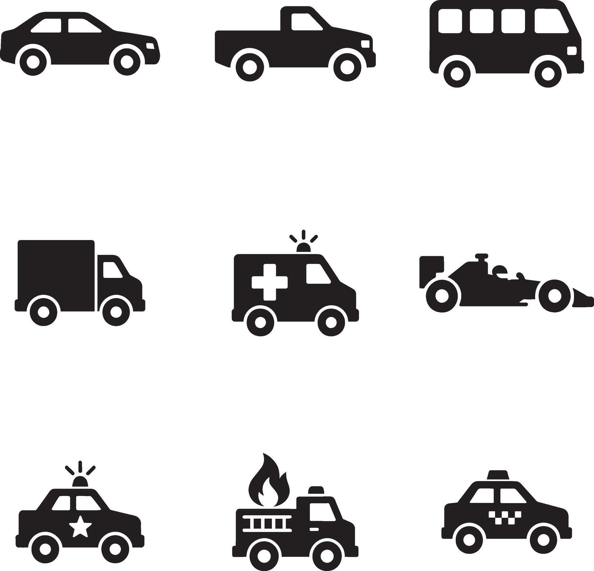 car icon solid bundle 67258214 Vector Art at Vecteezy
