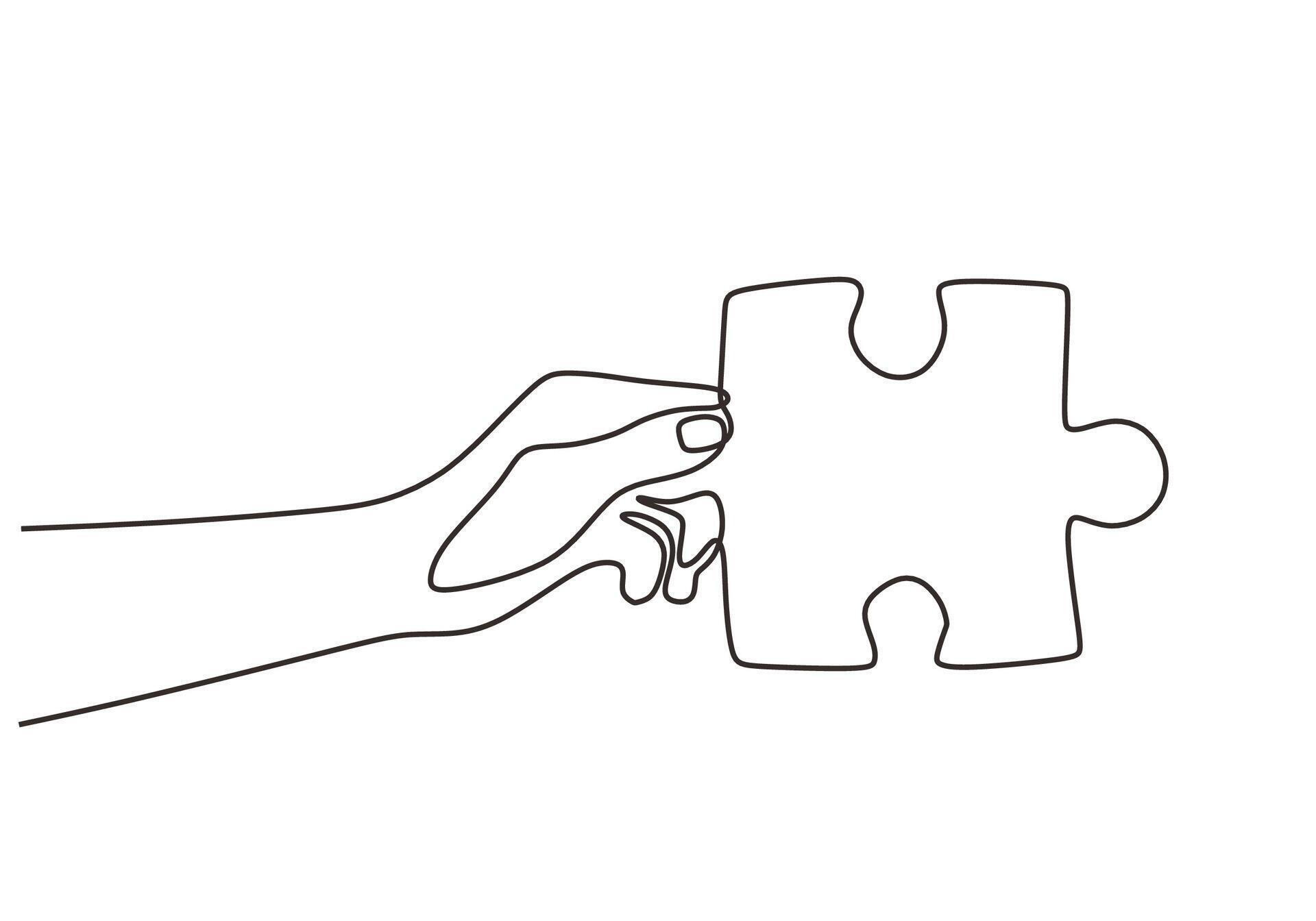 Hand with Puzzle Piece One Line Drawing for Problem Solving Concept 67276973 Vector Art at Vecteezy