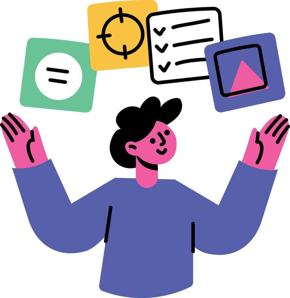 Flat style illustration depicting a multitasking character 67344334 ...