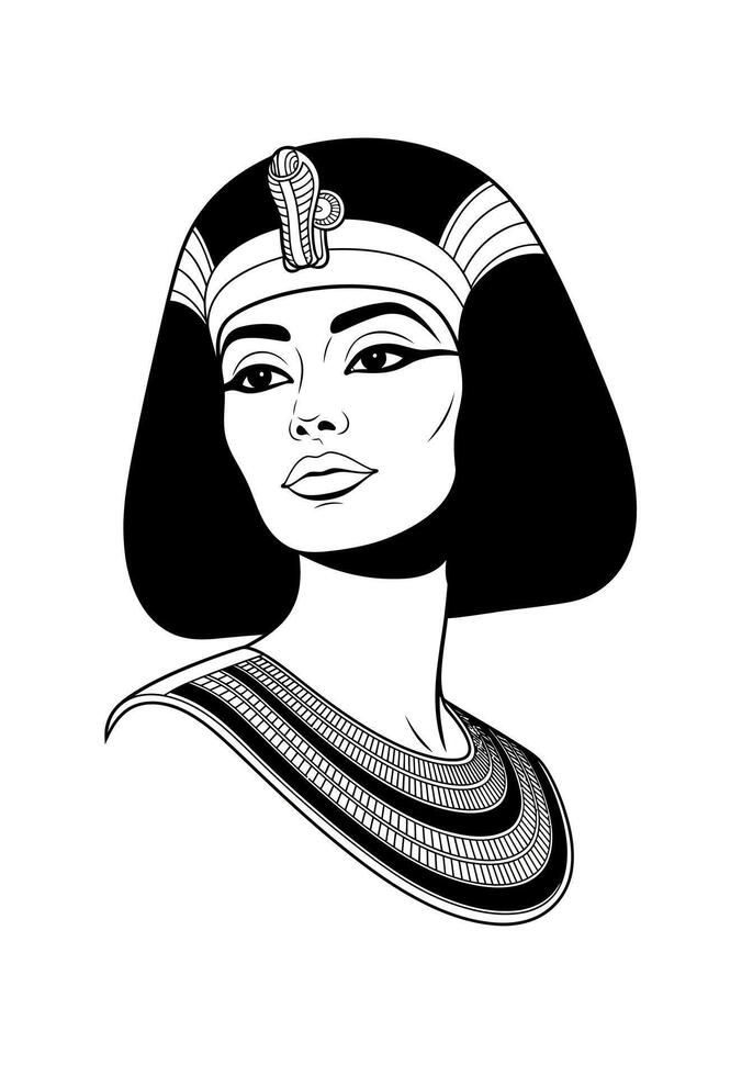 Cleopatra Egypt queen black and white. 67347969 Vector Art at Vecteezy