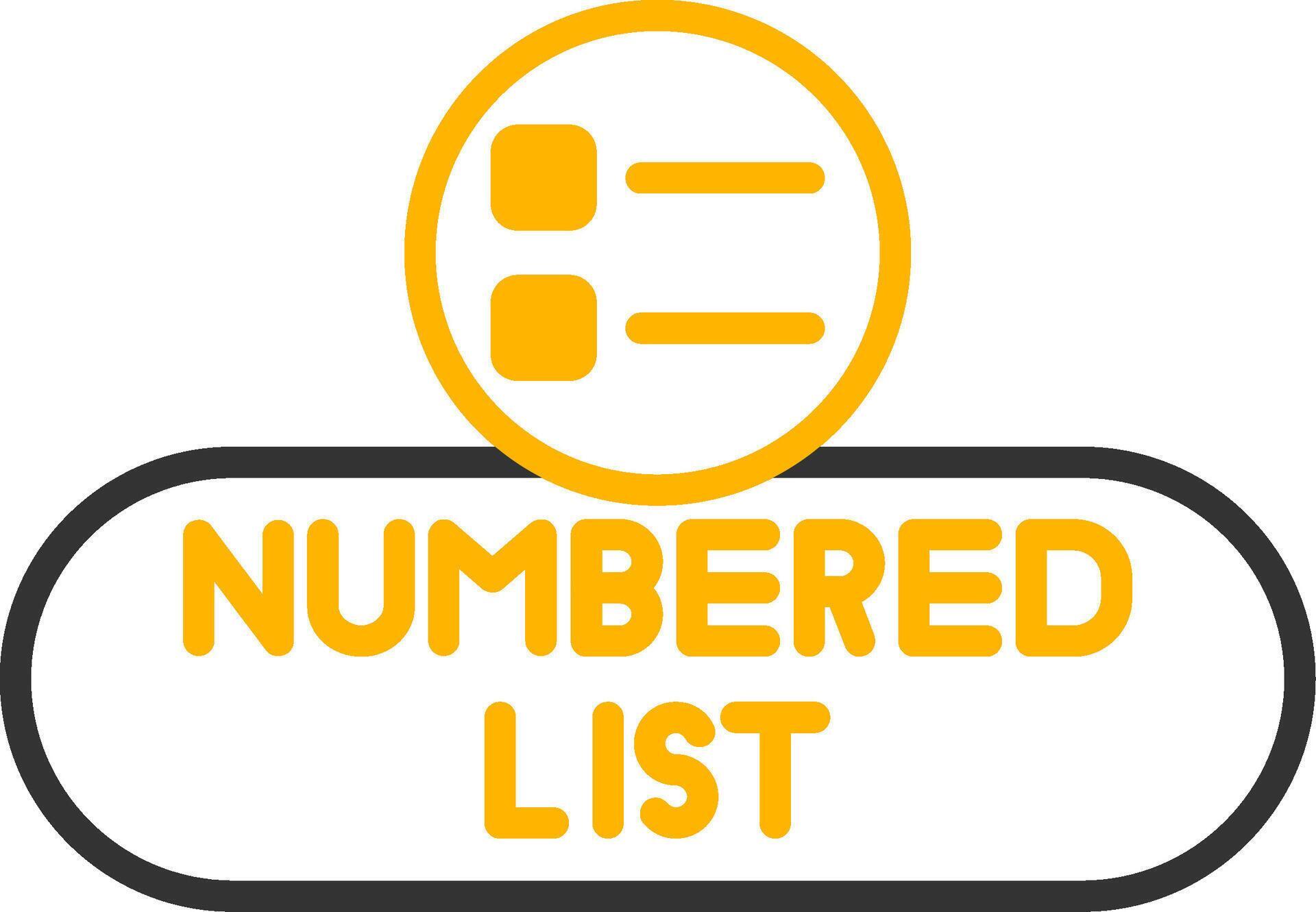 Numbered List Toggle Button Line Two Color 67433062 Vector Art at Vecteezy