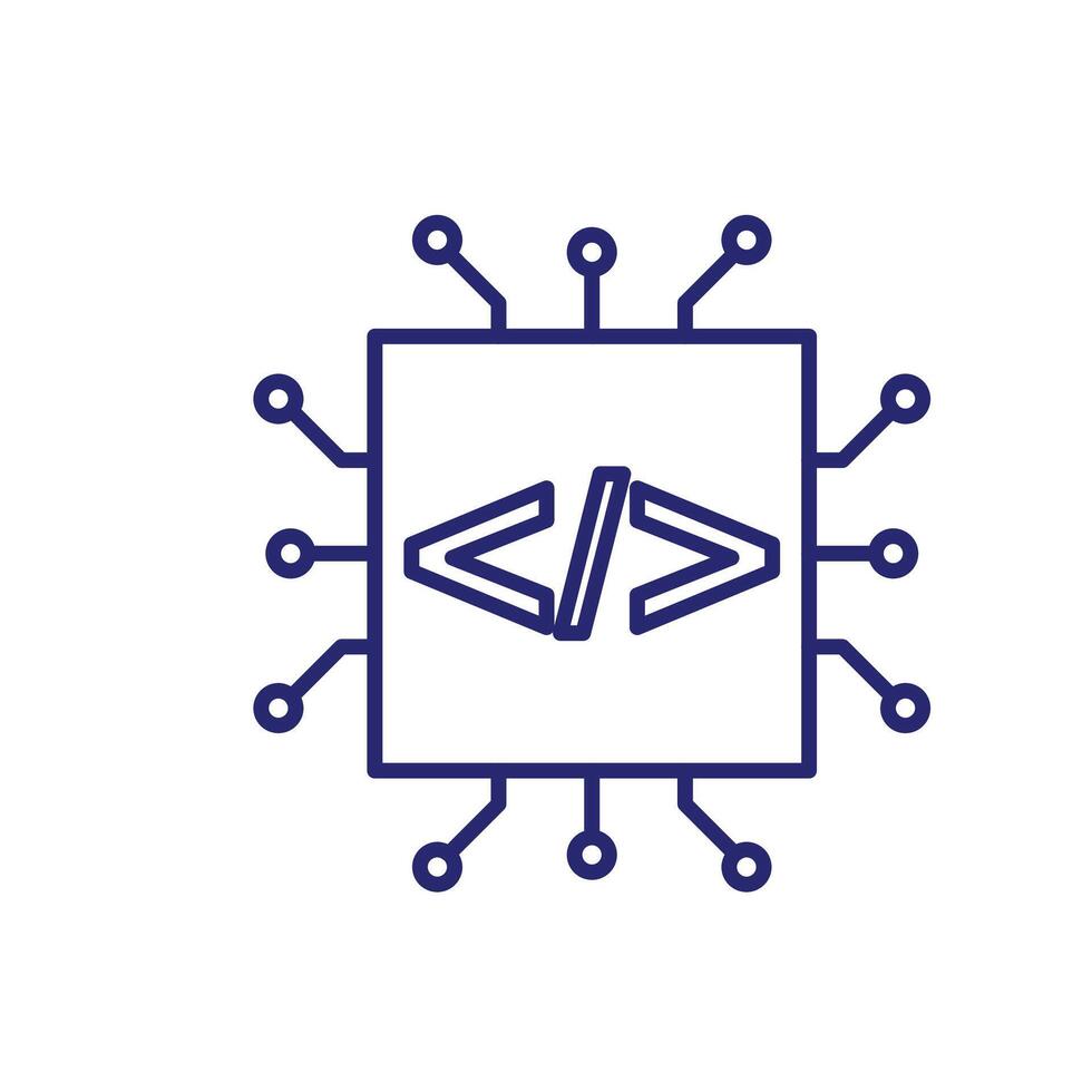 Technology Icons Natural Language Processing Chips With Programming Codes Depicts Automation