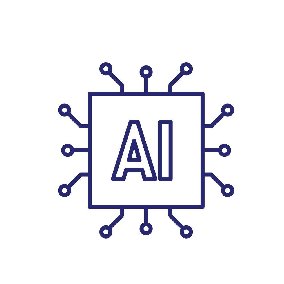 Technology icon. Natural Language Processing. Chip with AI. Depicts ...