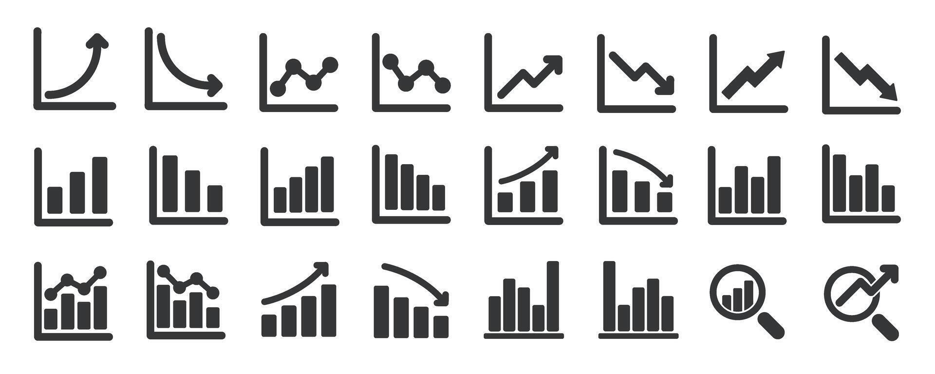 Increase and decrease glyph solid icons collection. Containing content ...