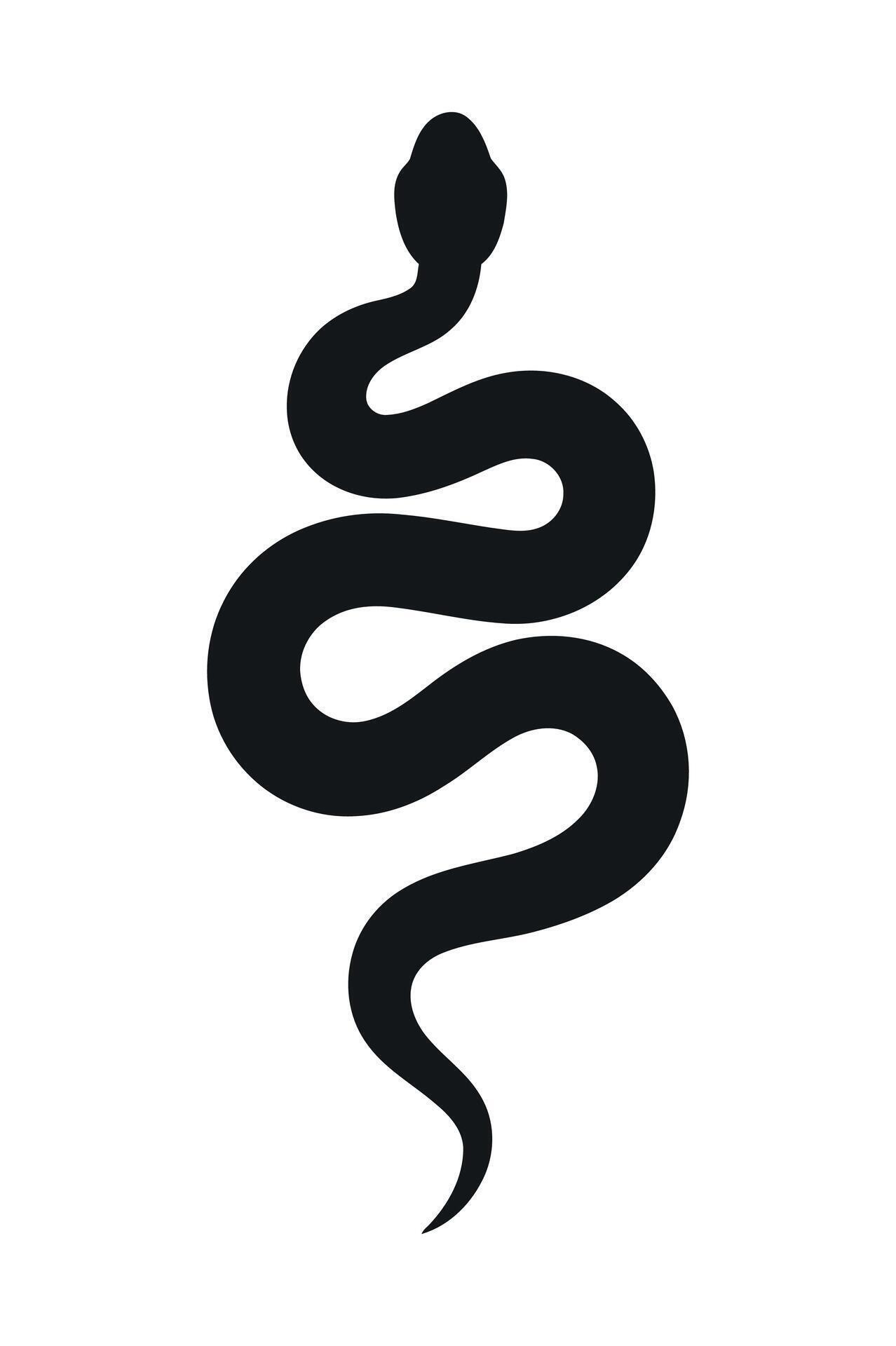 Sinuous Snake Silhouette in Black and White Perfect for Tattoos Logos ...