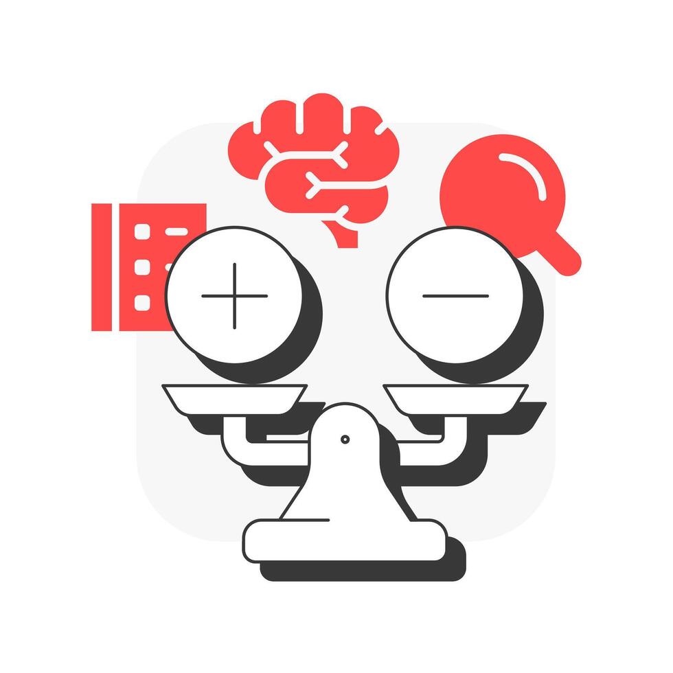 Cognitive Flat Outline Concept Icon Document Verification Paperwork Work Life Balance