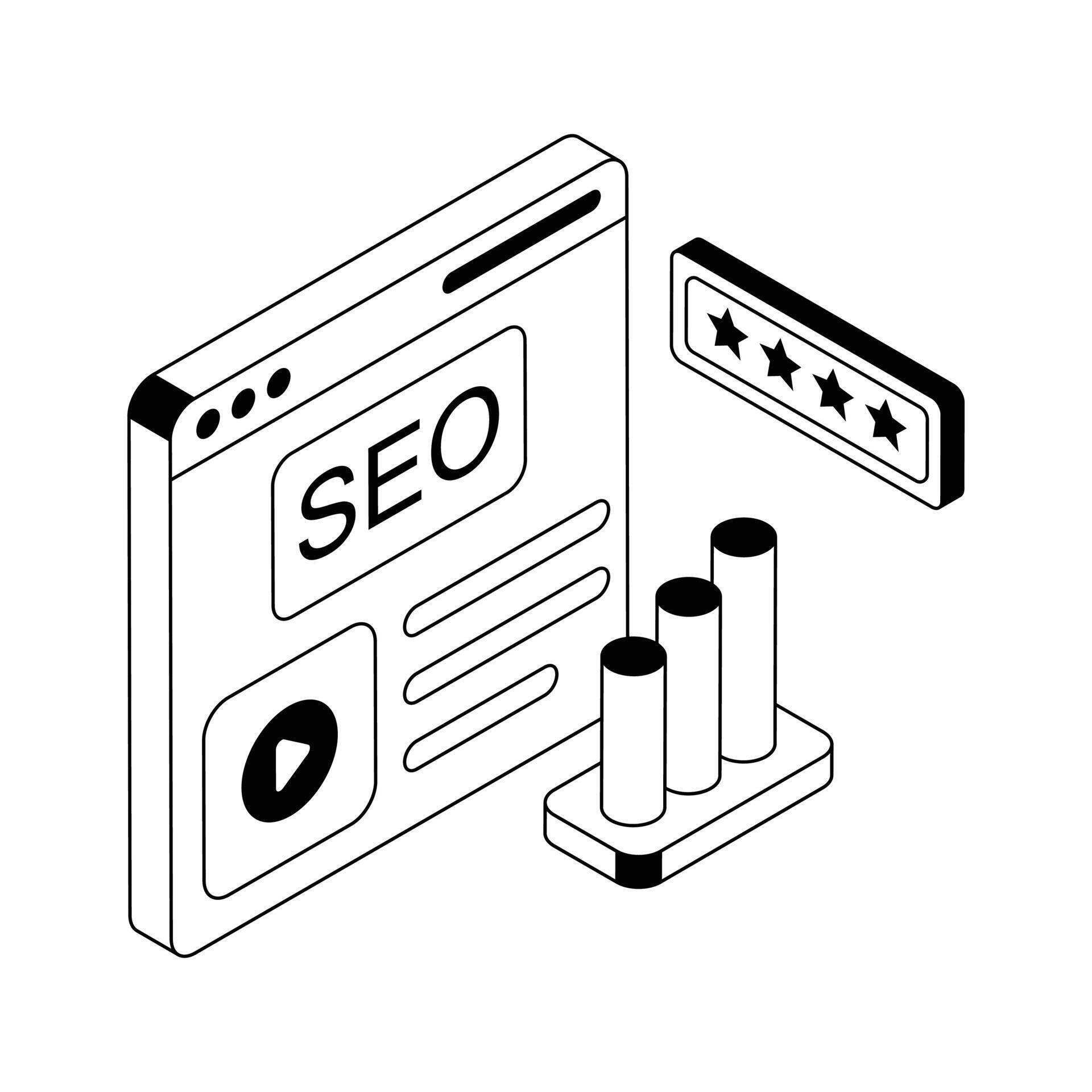 Visually engaging isometric icon depicting advanced seo analysis ...