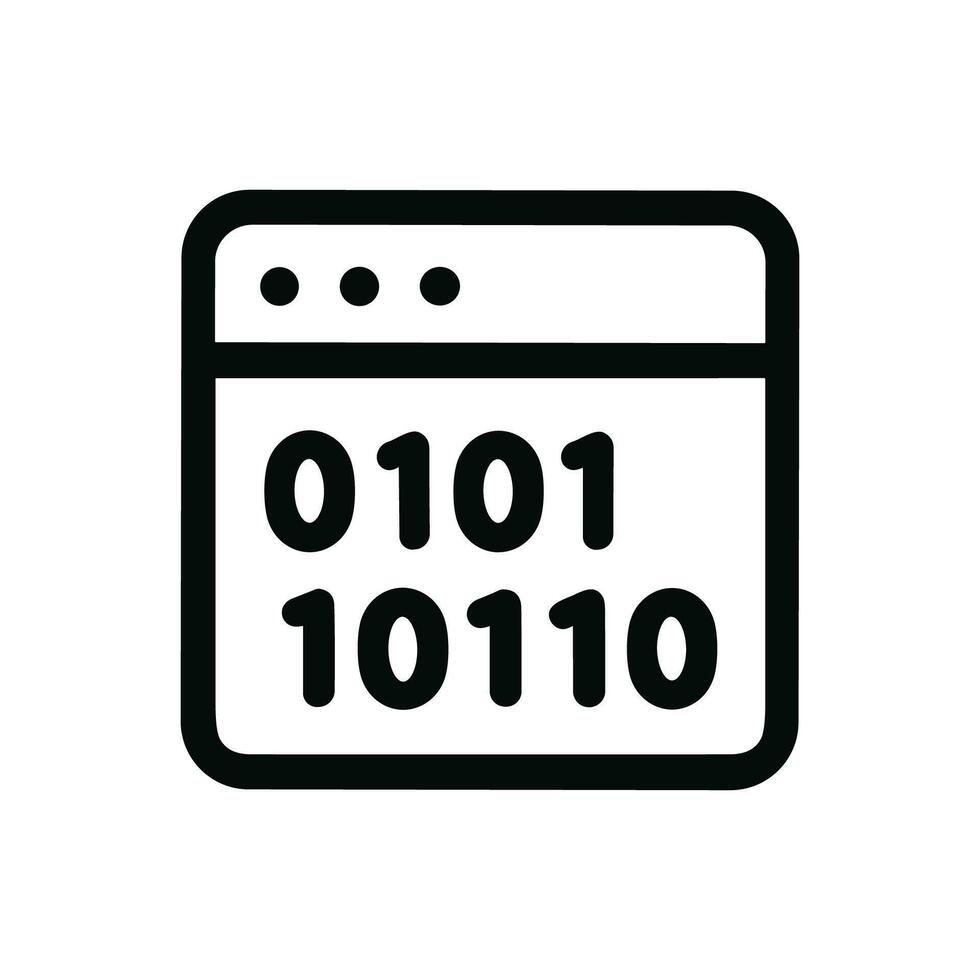 Minimalist Outline Binary Code Window, Digital Programming Line Icon 67514726 Vector Art at Vecteezy
