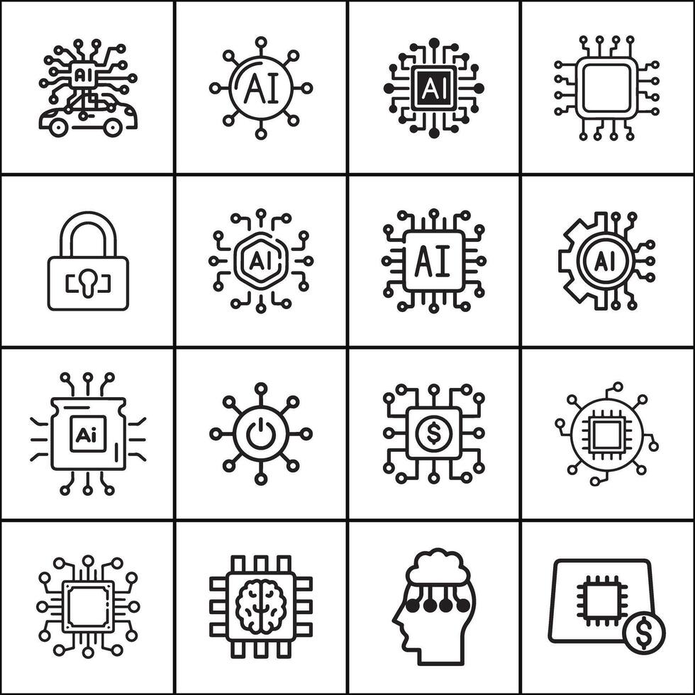 trend AI and Machine Learning Technology Icons 67524869 Vector Art at ...