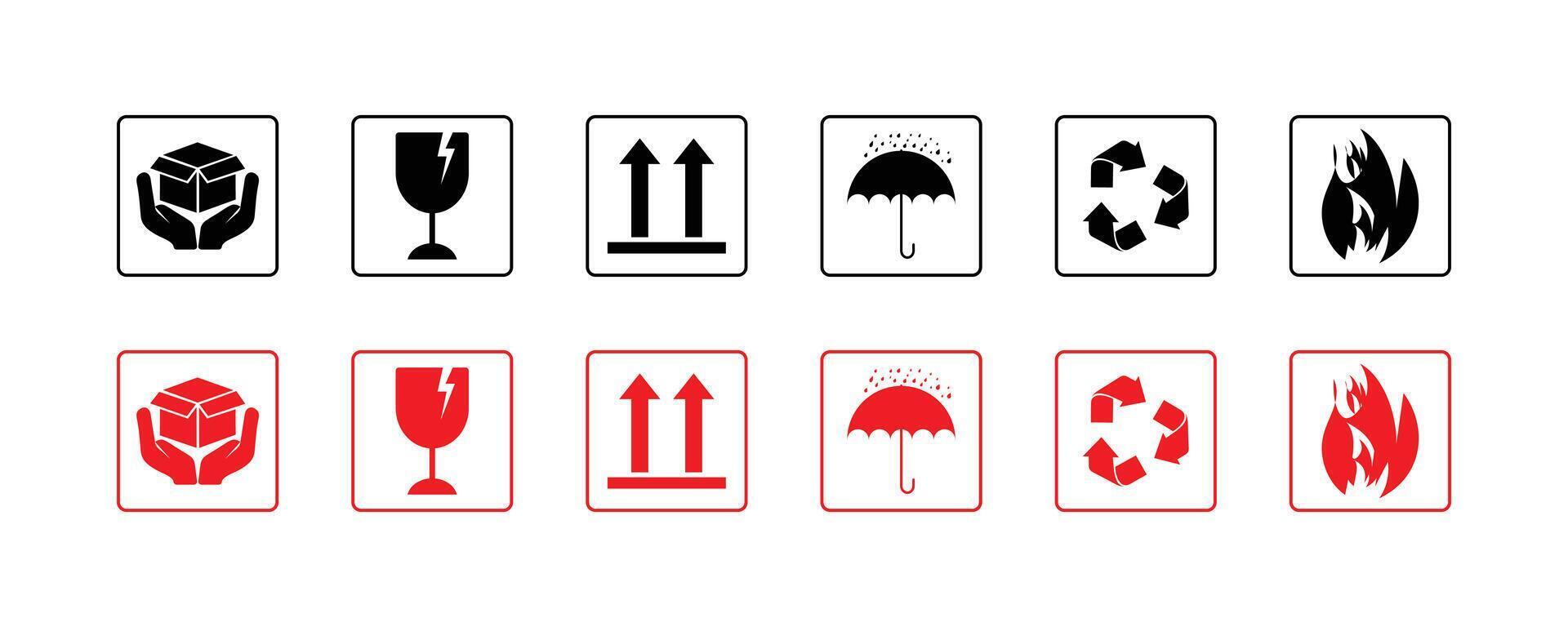 Set of Fragile Handling and Packaging Symbols. 67575514 Vector Art at Vecteezy