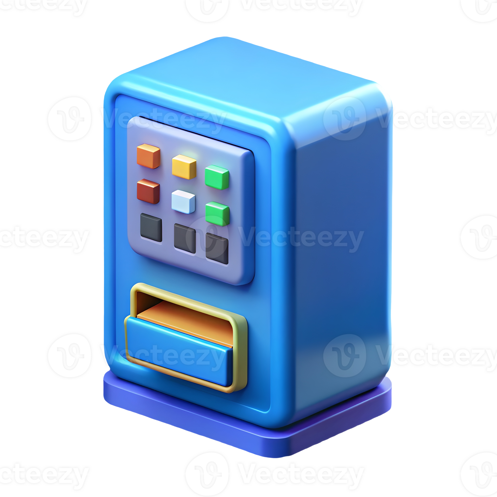 Colorful 3D vending machine with bright buttons and a slot perfect for ...