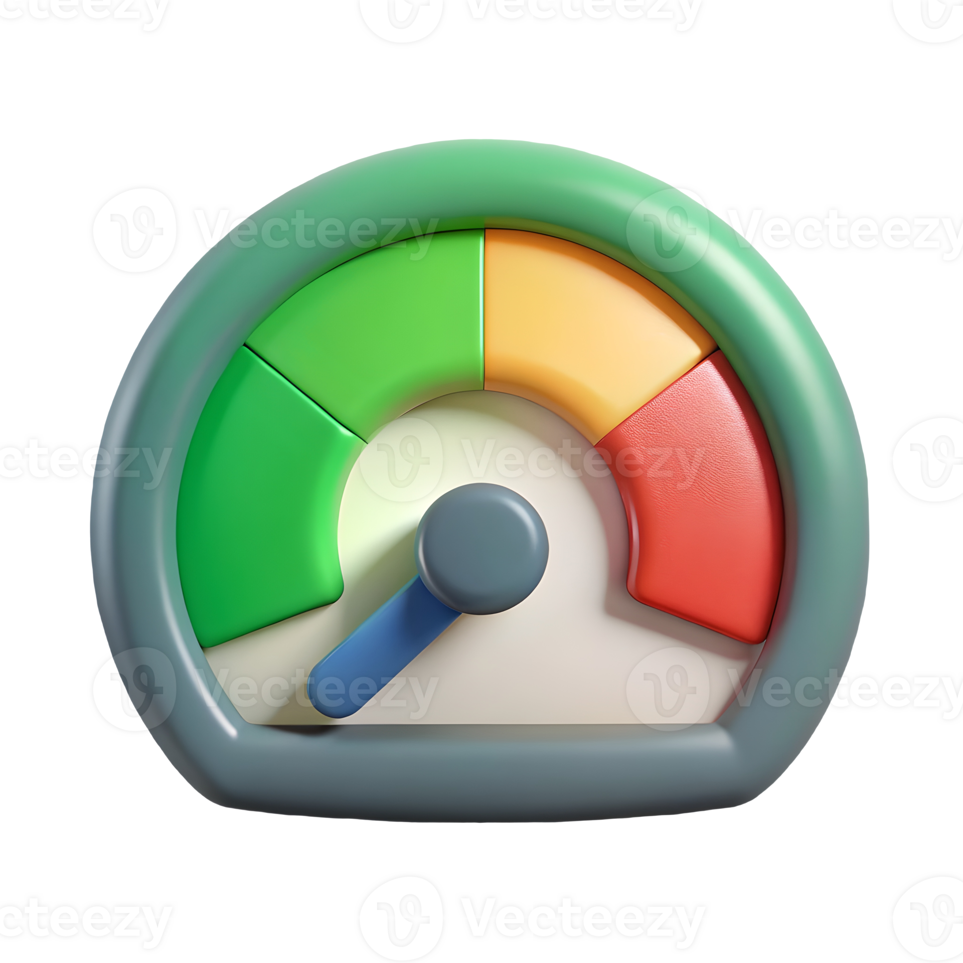 3D Speedometer Gauge Icon Performance Meter with Green, Yellow, Red ...
