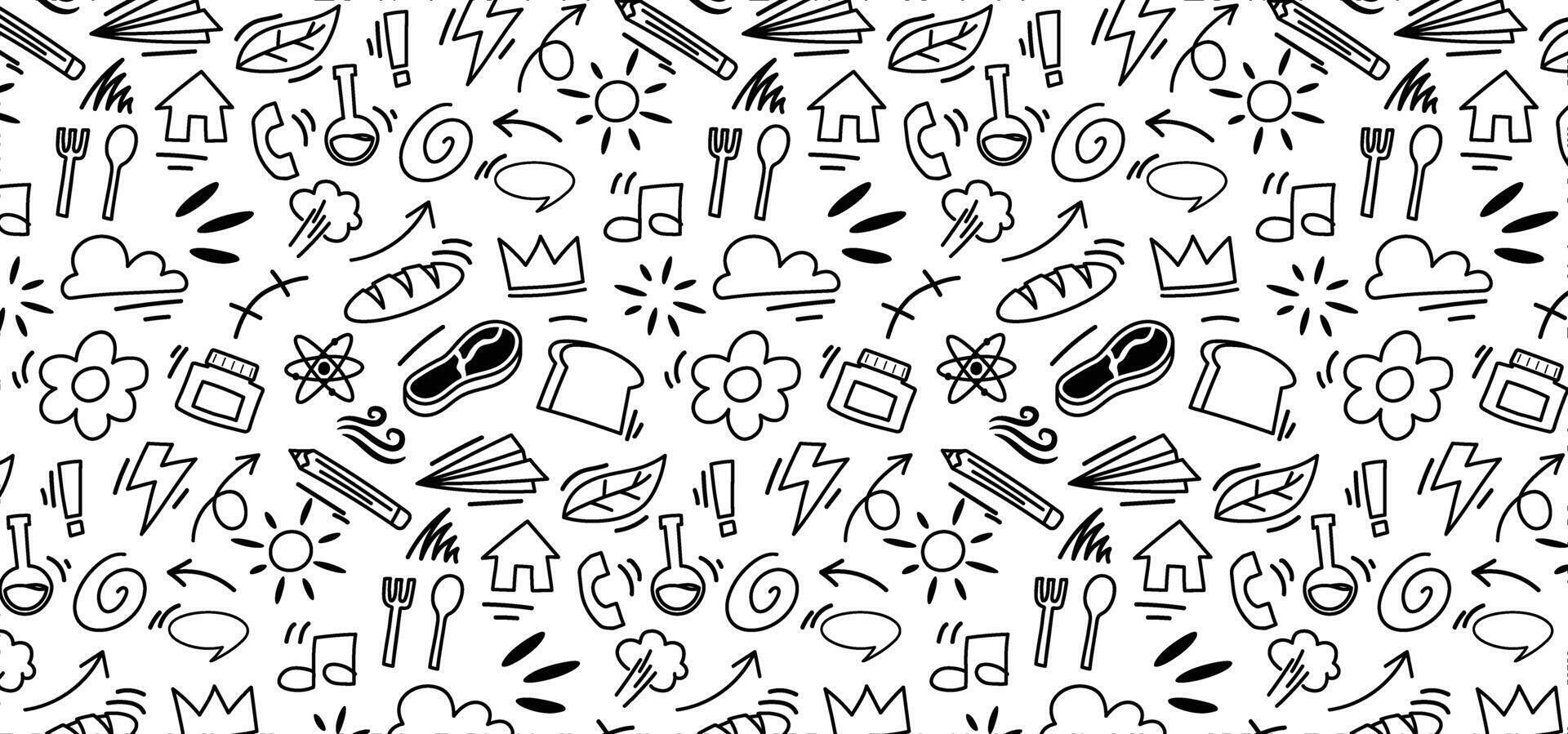 freehand doodle random object pattern background hand drawing drawn ...