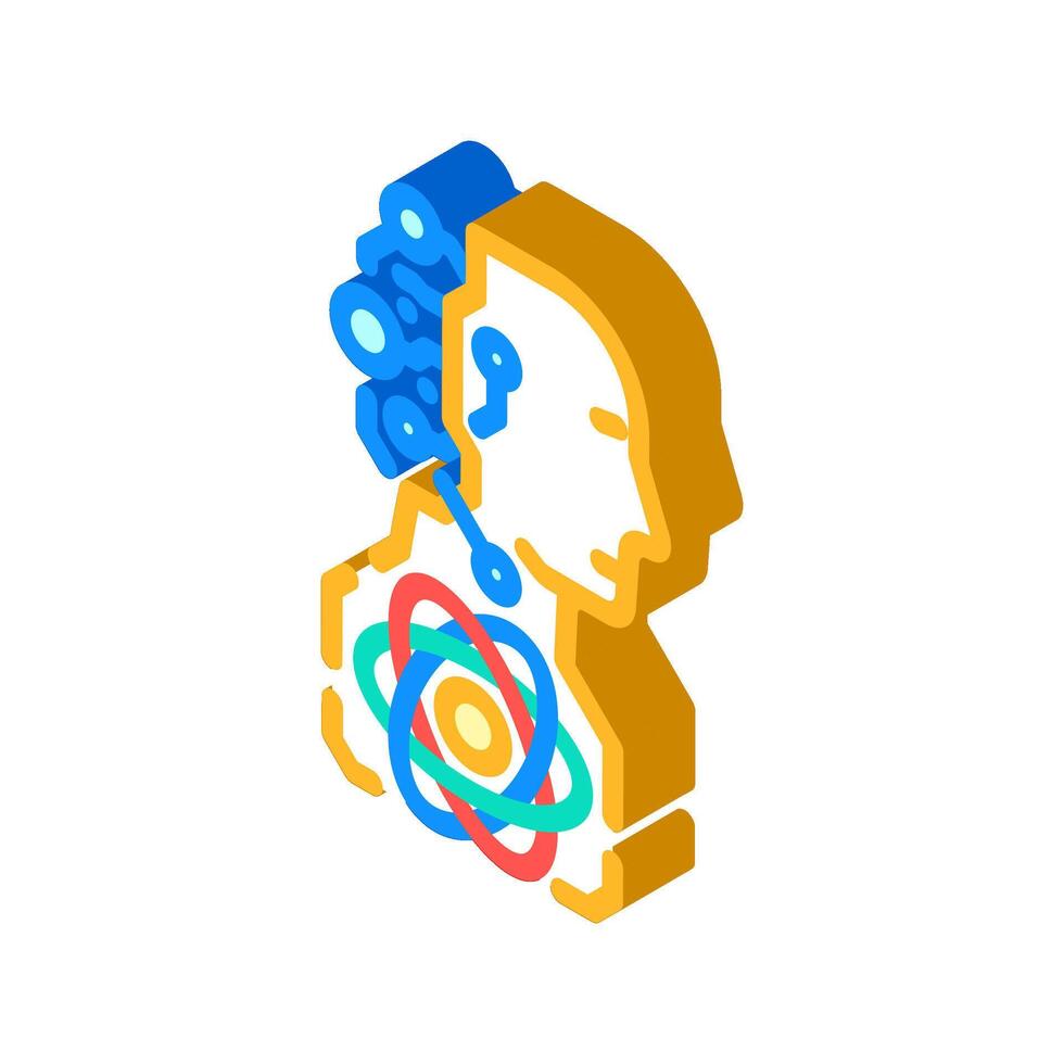 Ai And Computing Merge Quantum Computer Isometric Icon Illustration