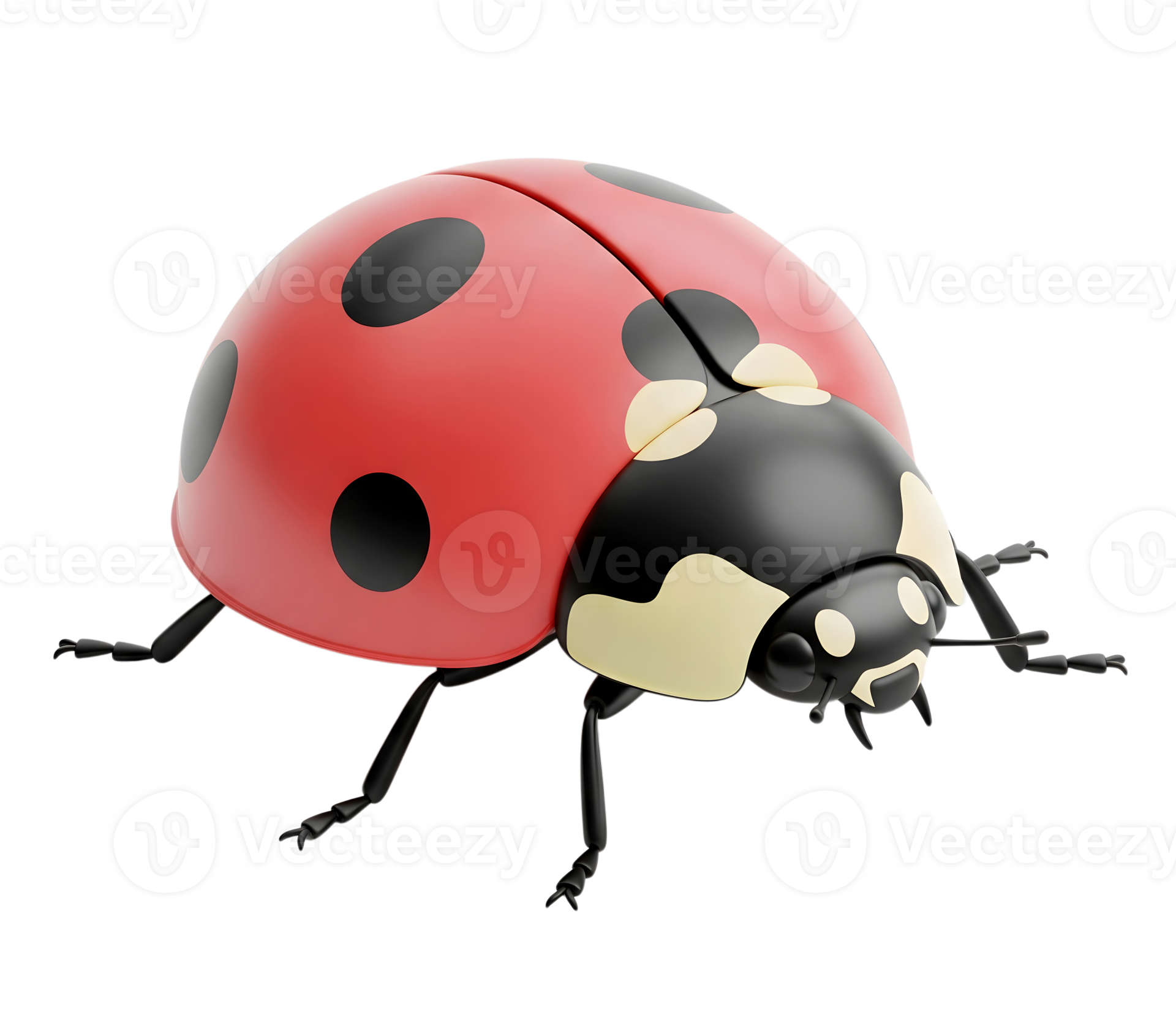 Red ladybug minimalist 3D rendering soft and smooth renderer 67687644 PNG
