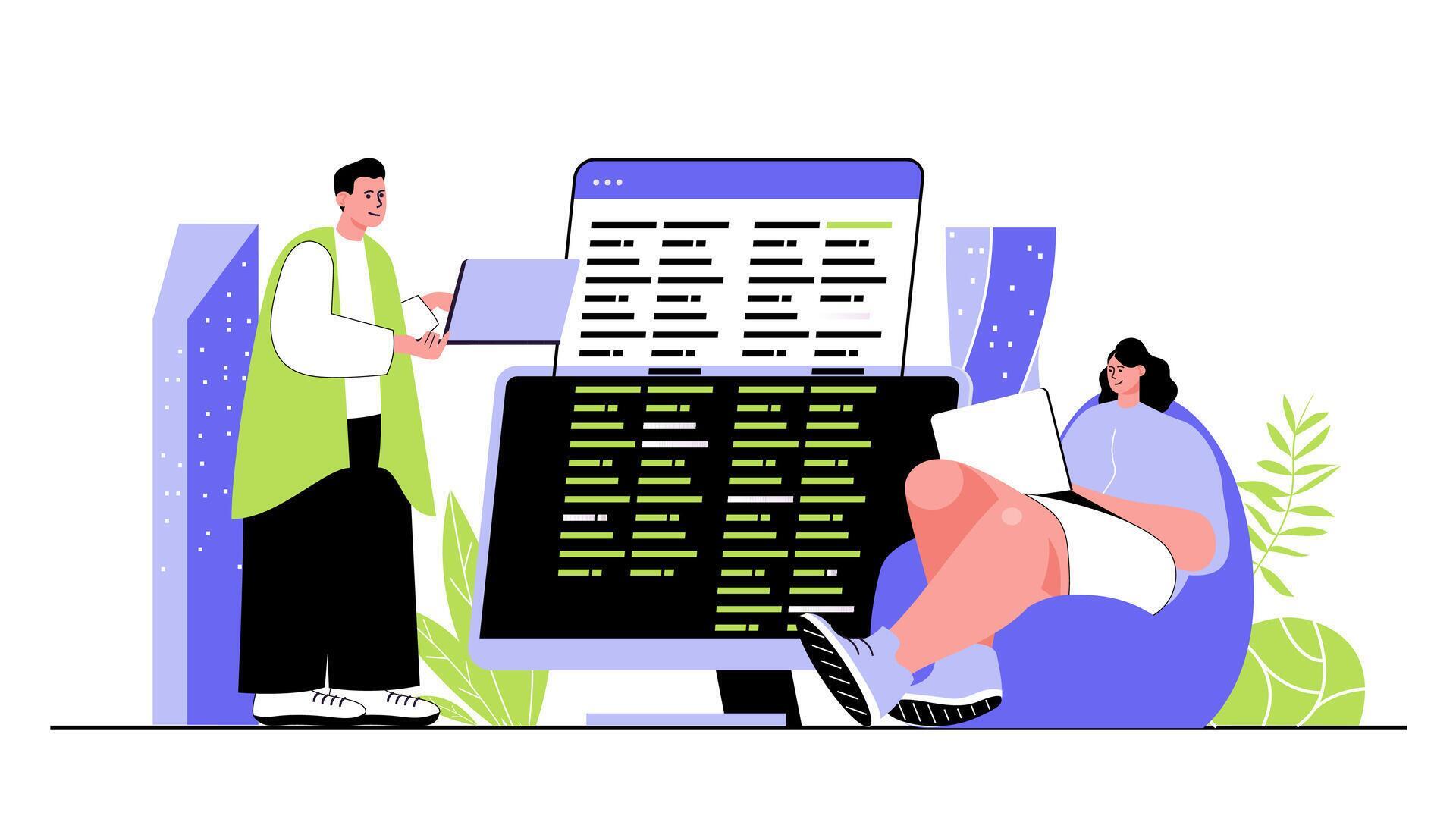 Collaborative Coding Session Illustration 67754918 Vector Art at Vecteezy