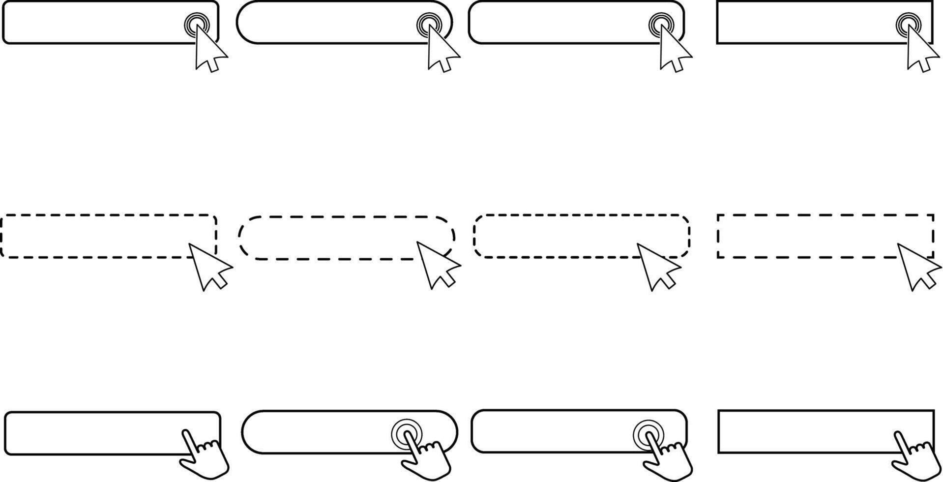 Click the button with the arrow pointer. Blank click here button set on ...