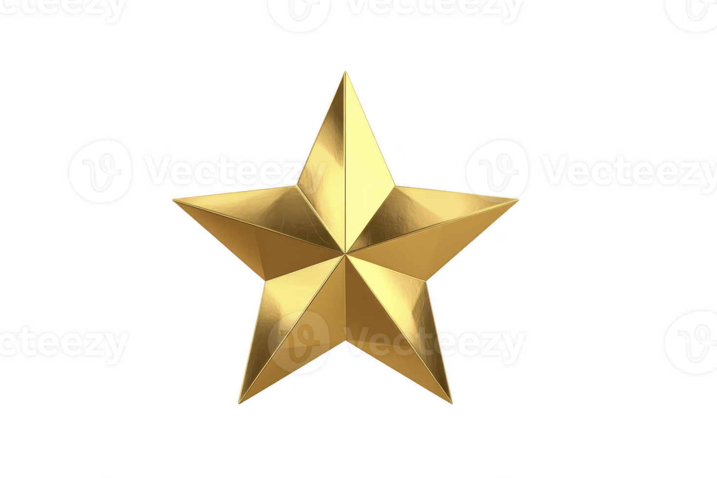 Shiny gold star with reflective surface, symbolizing achievement and excellence. star has three ...